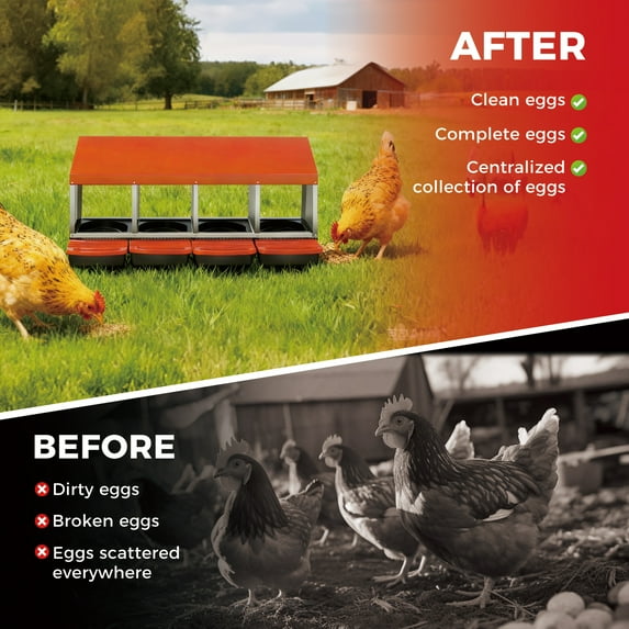 Chicken Nesting Boxes,3 Compartments Metal Laying Boxes, Pull-Out Egg ...