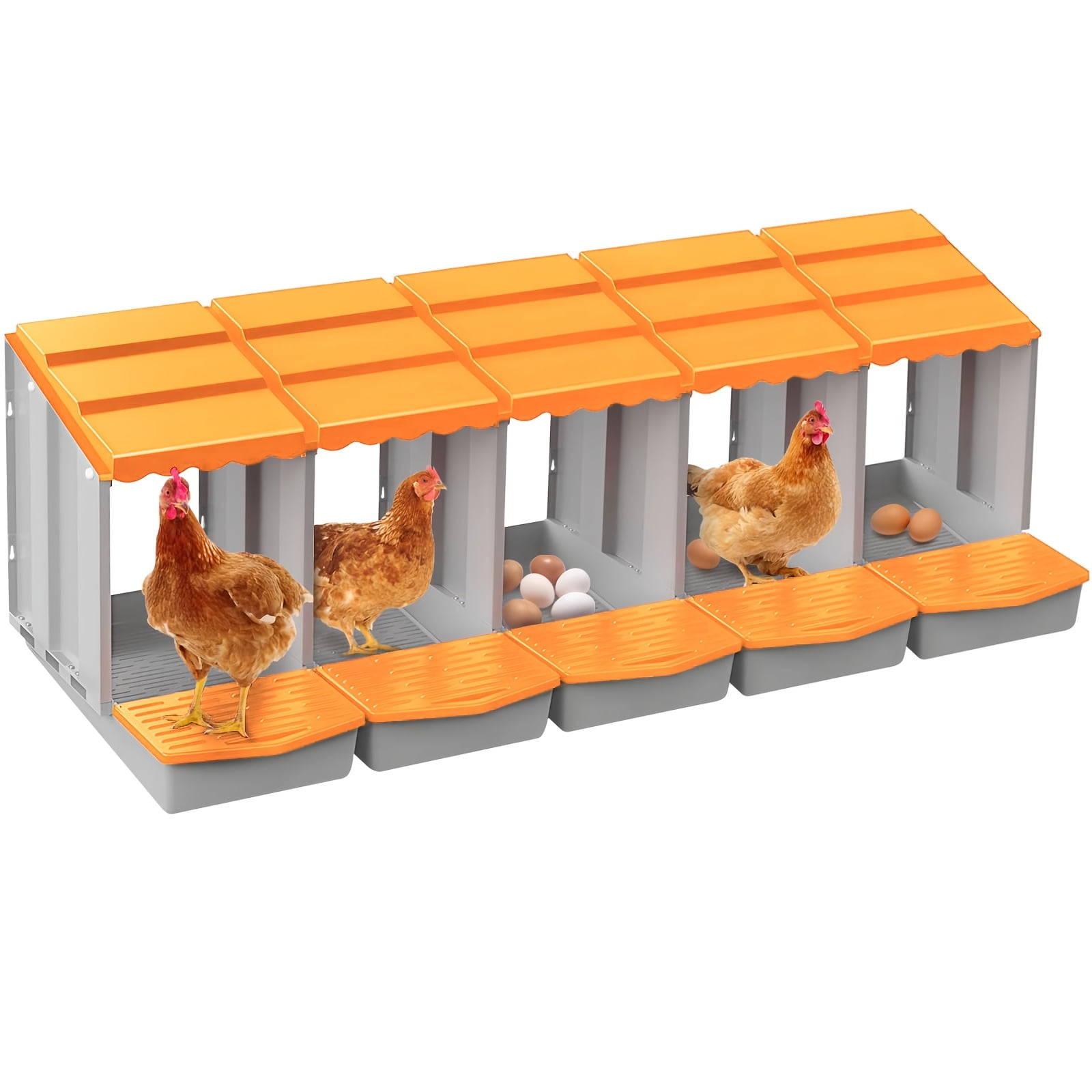 Chicken Nesting Boxes, 5 Hole Nesting Box for Chicken Coop, Rolling Egg ...