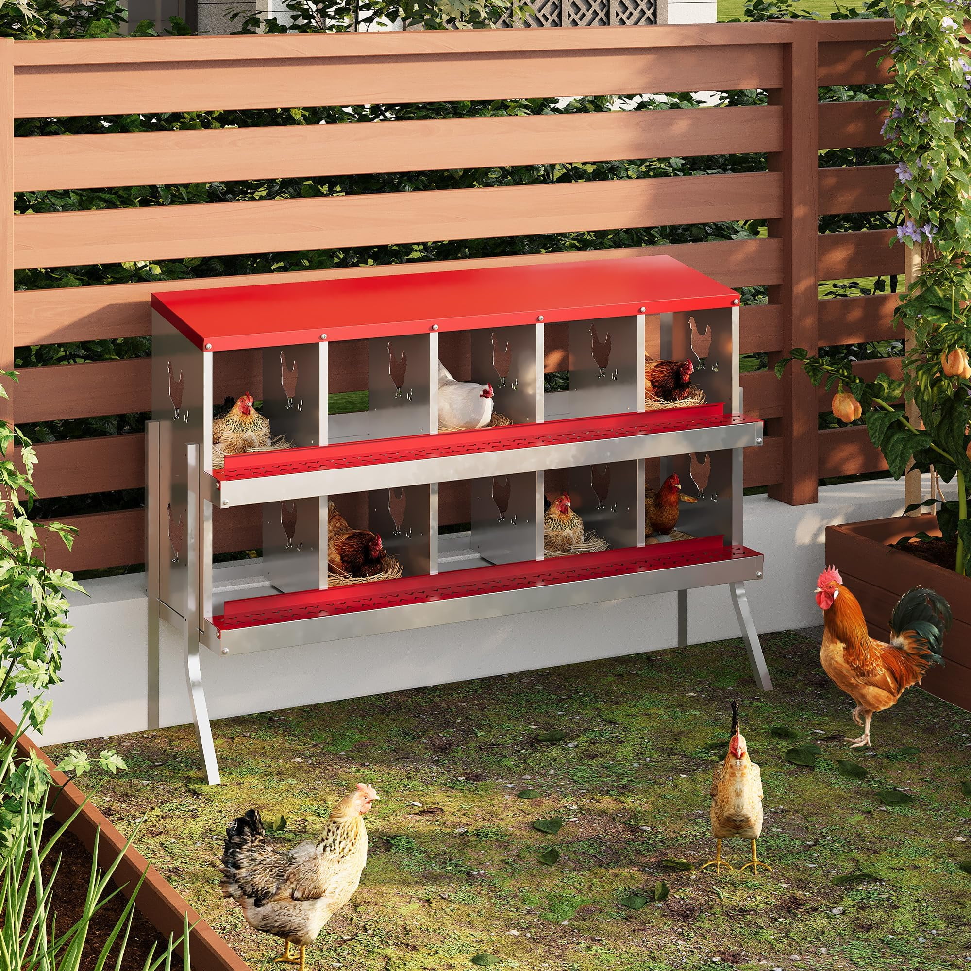Chicken Nesting Boxes, 6-Compartment Roll Away Nest Box, Wall Mount ...