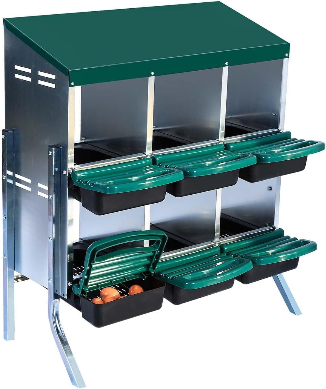 Chicken Nesting Boxes - 6 Compartments Metal Hen Laying Boxes With ...