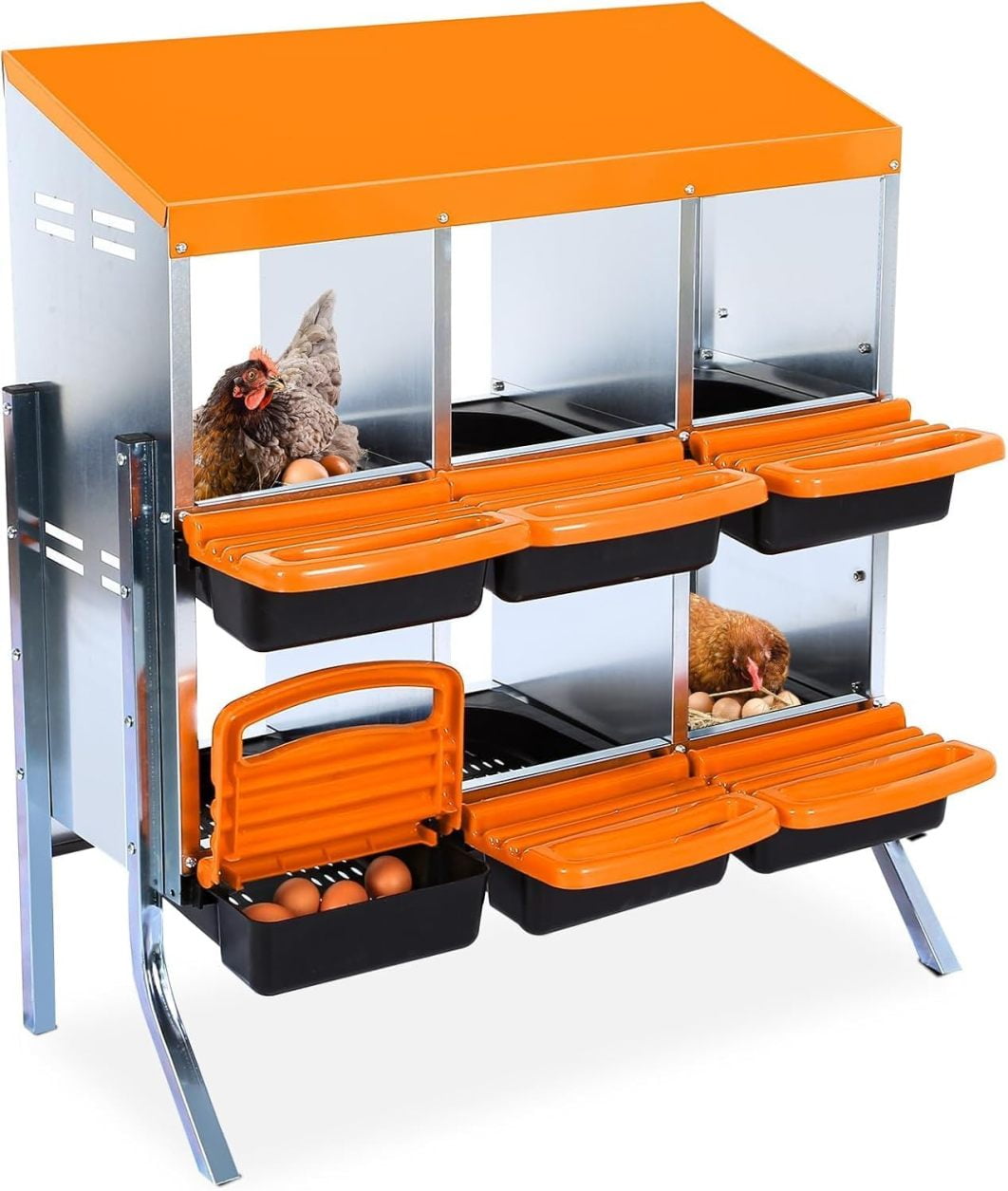 Chicken Nesting Boxes,6-Hole Nesting Box for Chicken Coop with Roll ...