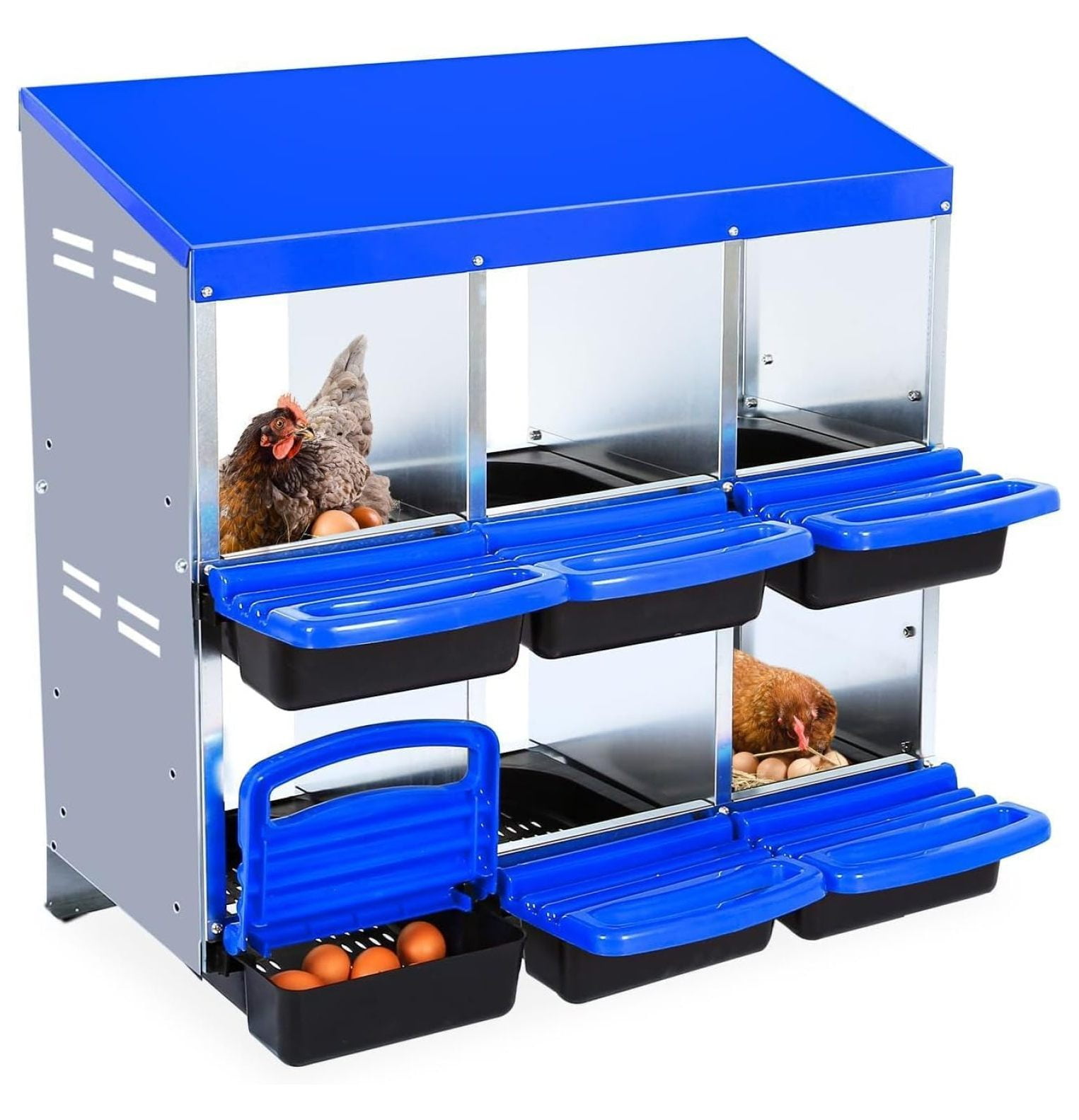 Chicken Nesting Boxes,6-Hole Nesting Box for Chicken Coop with Roll ...
