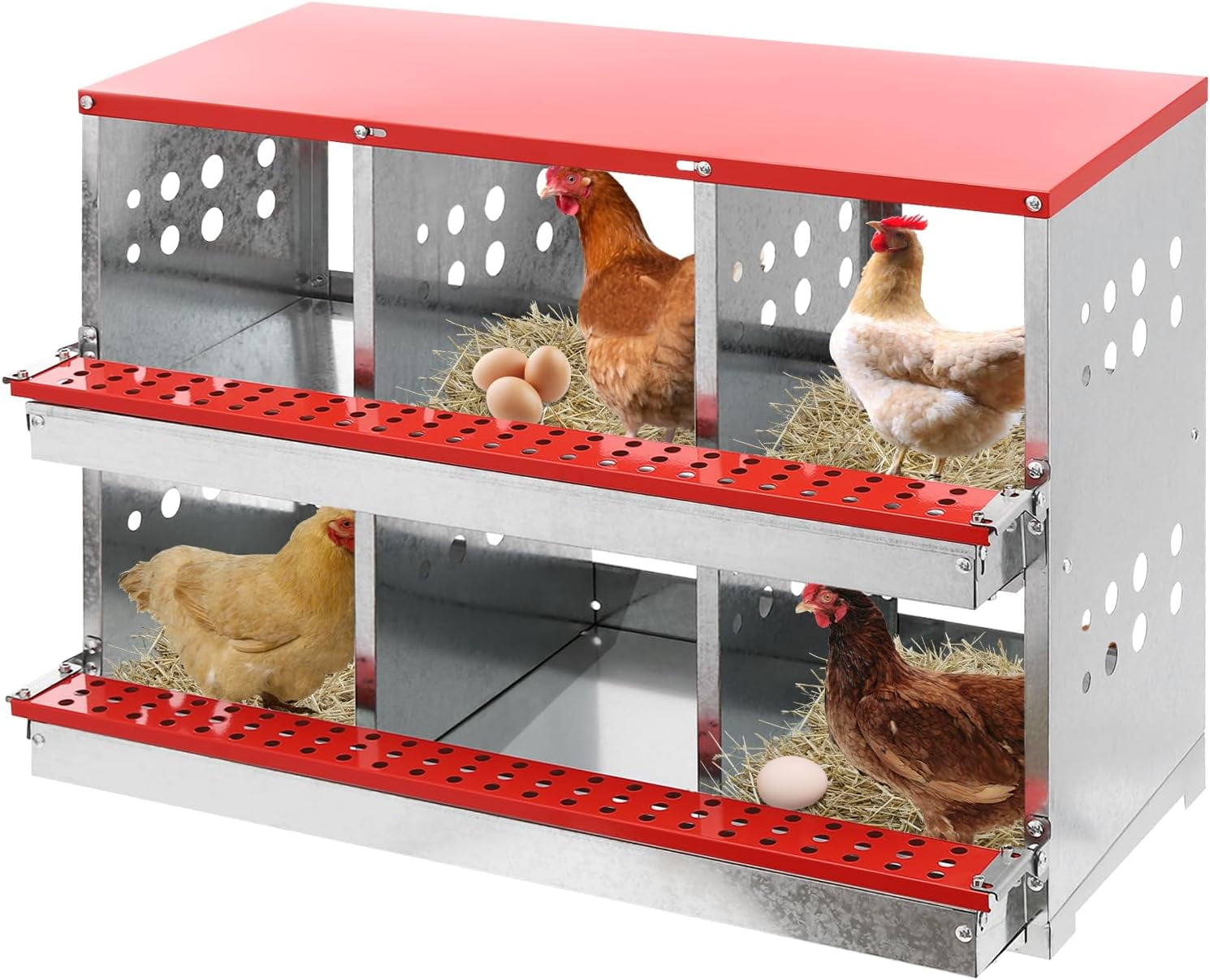 Chicken Nesting Boxes 6 Hole Nesting Box for Chickens with Easy Egg ...