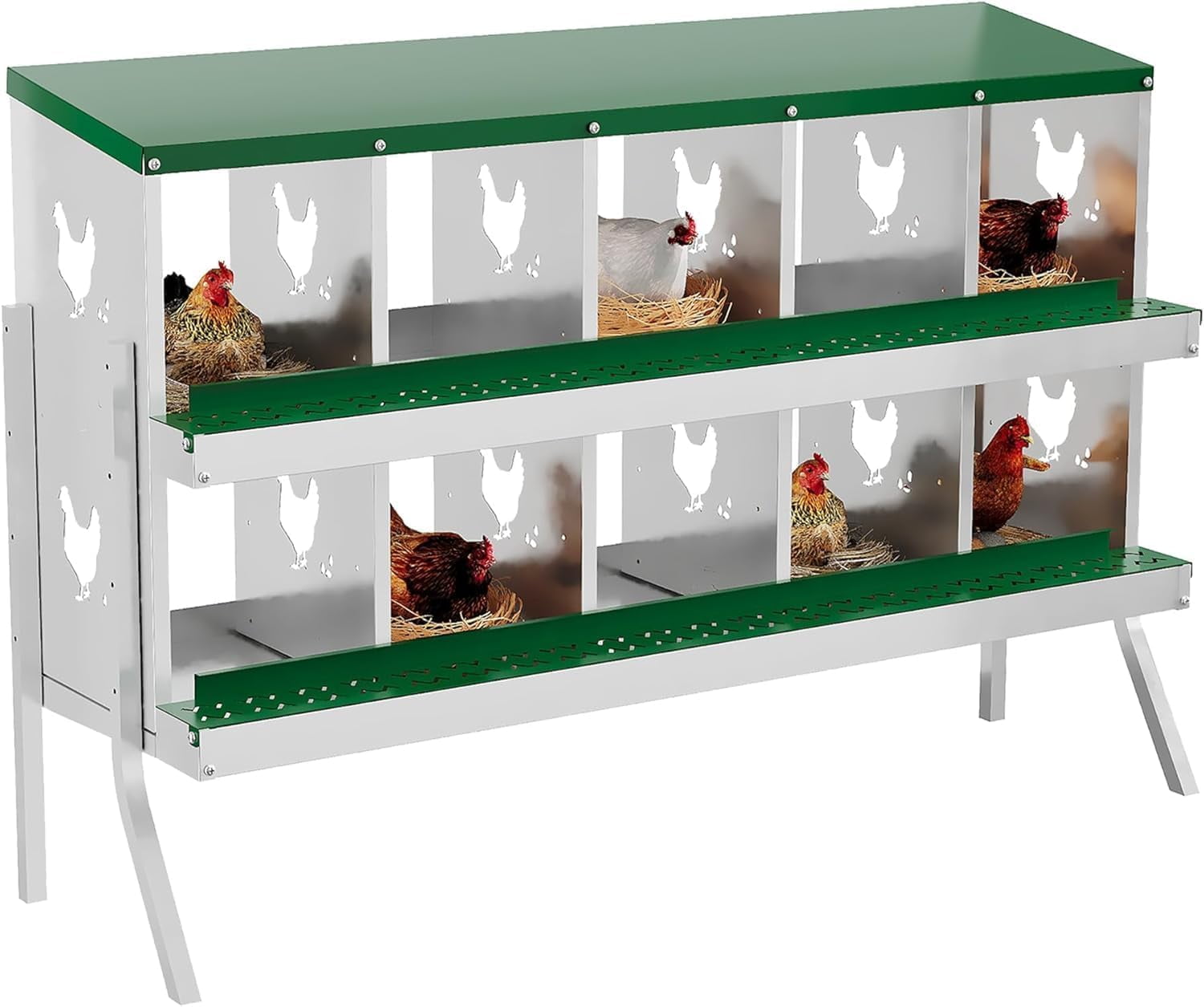 Chicken Nesting Boxes, 8 Compartment Galvanized Steel Rustproof Egg ...