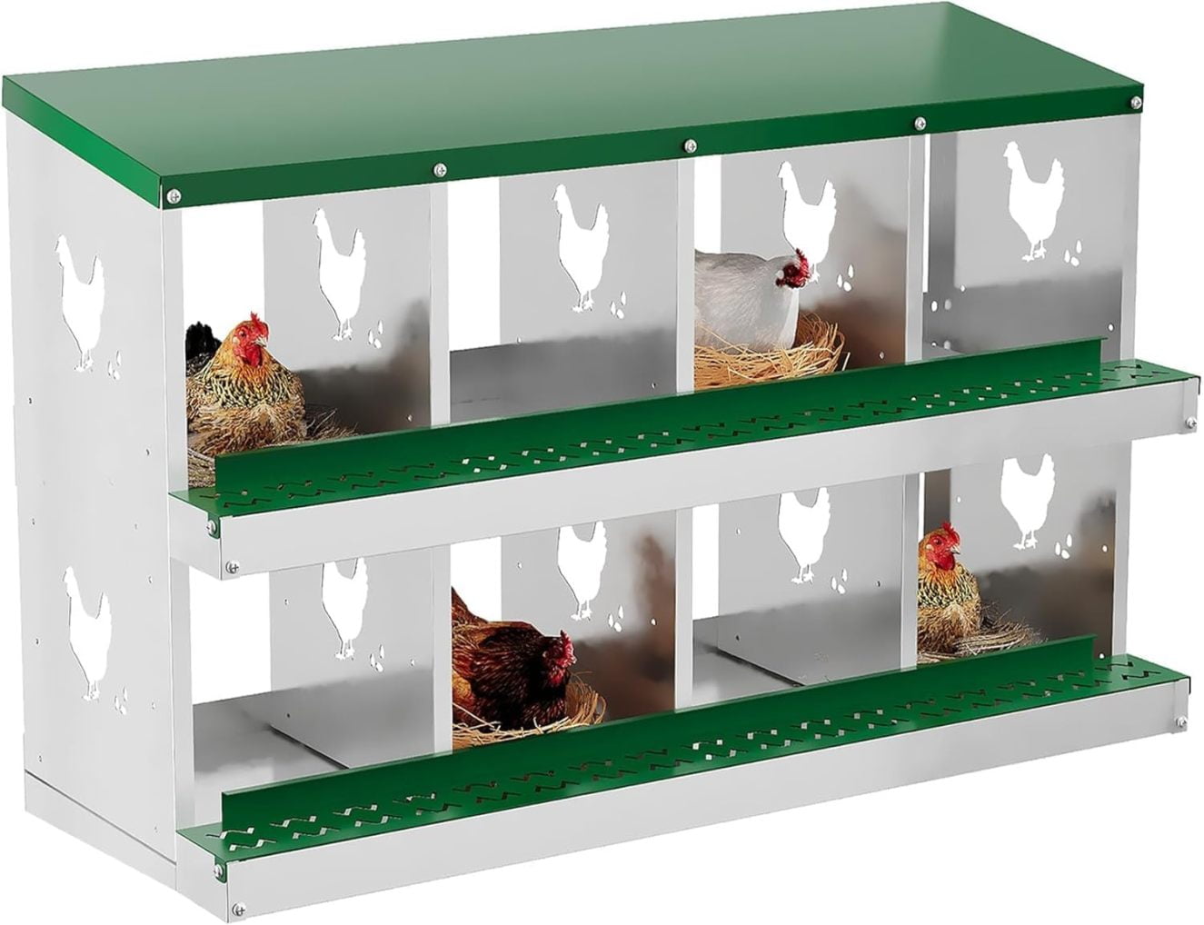 Chicken Nesting Boxes, 8 Compartment Galvanized Steel Rustproof Egg ...