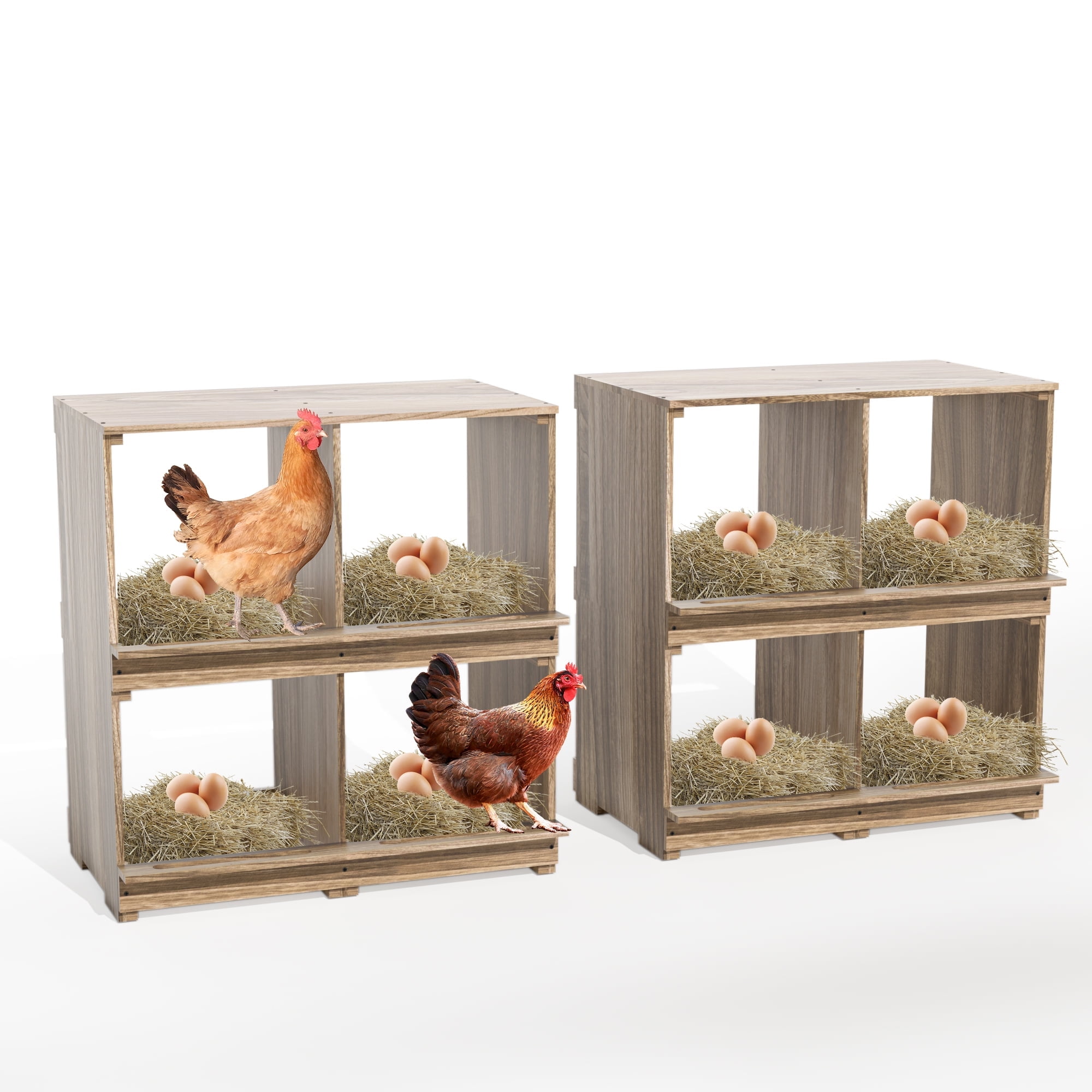Chicken Nesting Boxes, 8-Compartment Wall-Mounted Wooden Nesting Box ...