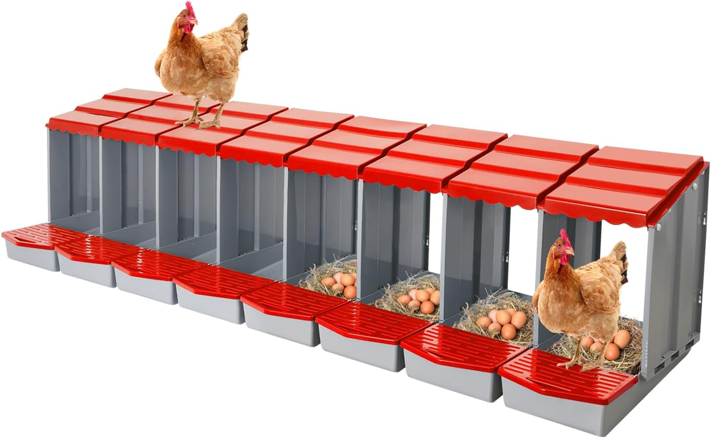 Chicken Nesting Boxes, 8 Compartments Egg Laying Box for Chicken Coop ...