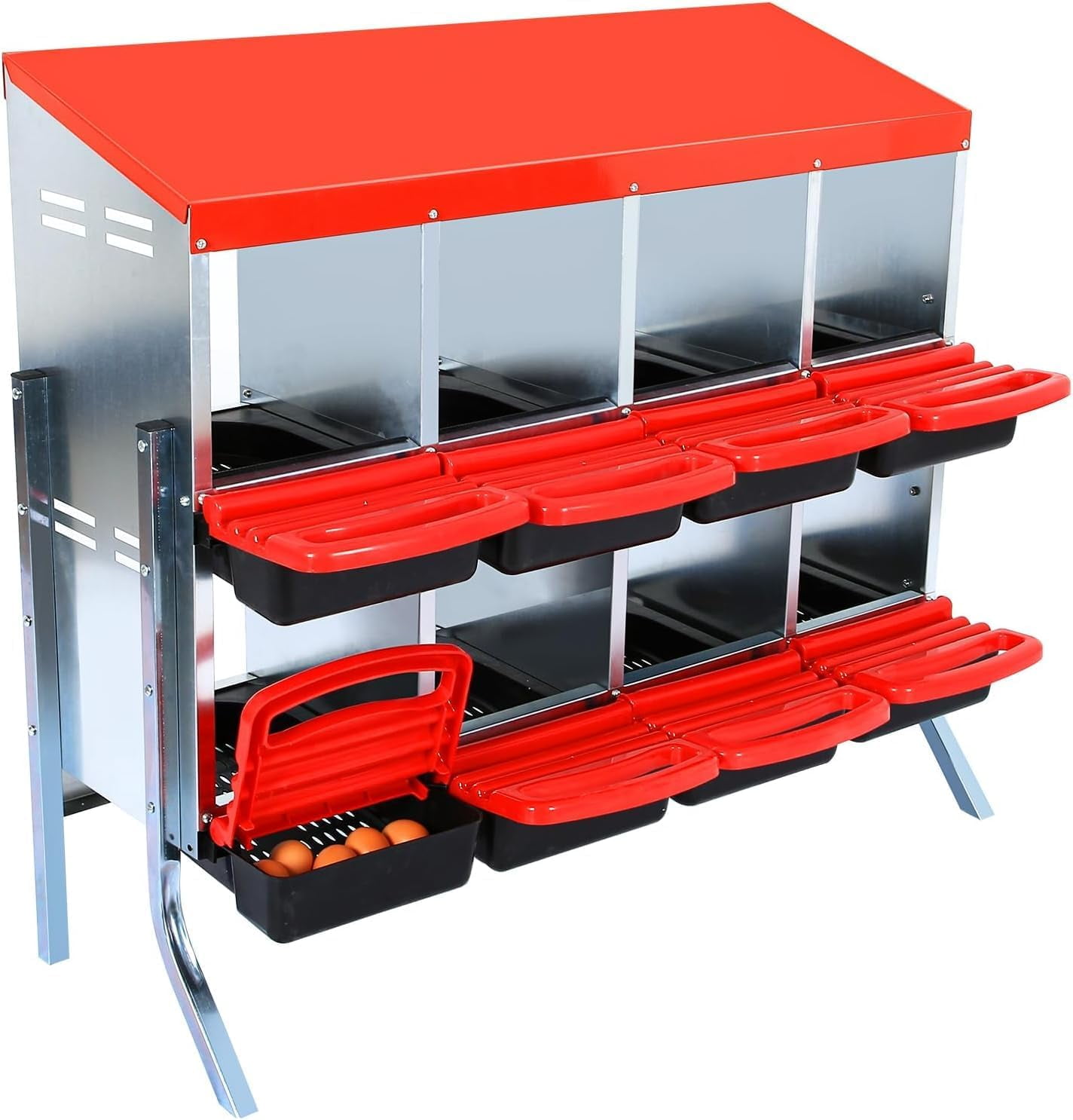 Chicken Nesting Boxes - 8 Compartments Metal Hen Laying Boxes With ...