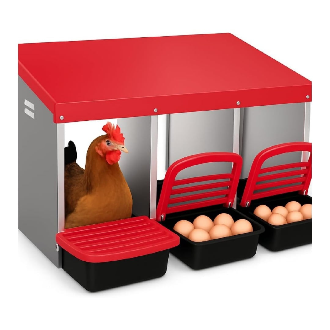 Chicken Nesting Boxes for Chickens, 3 Compartment Metal Roll Out ...