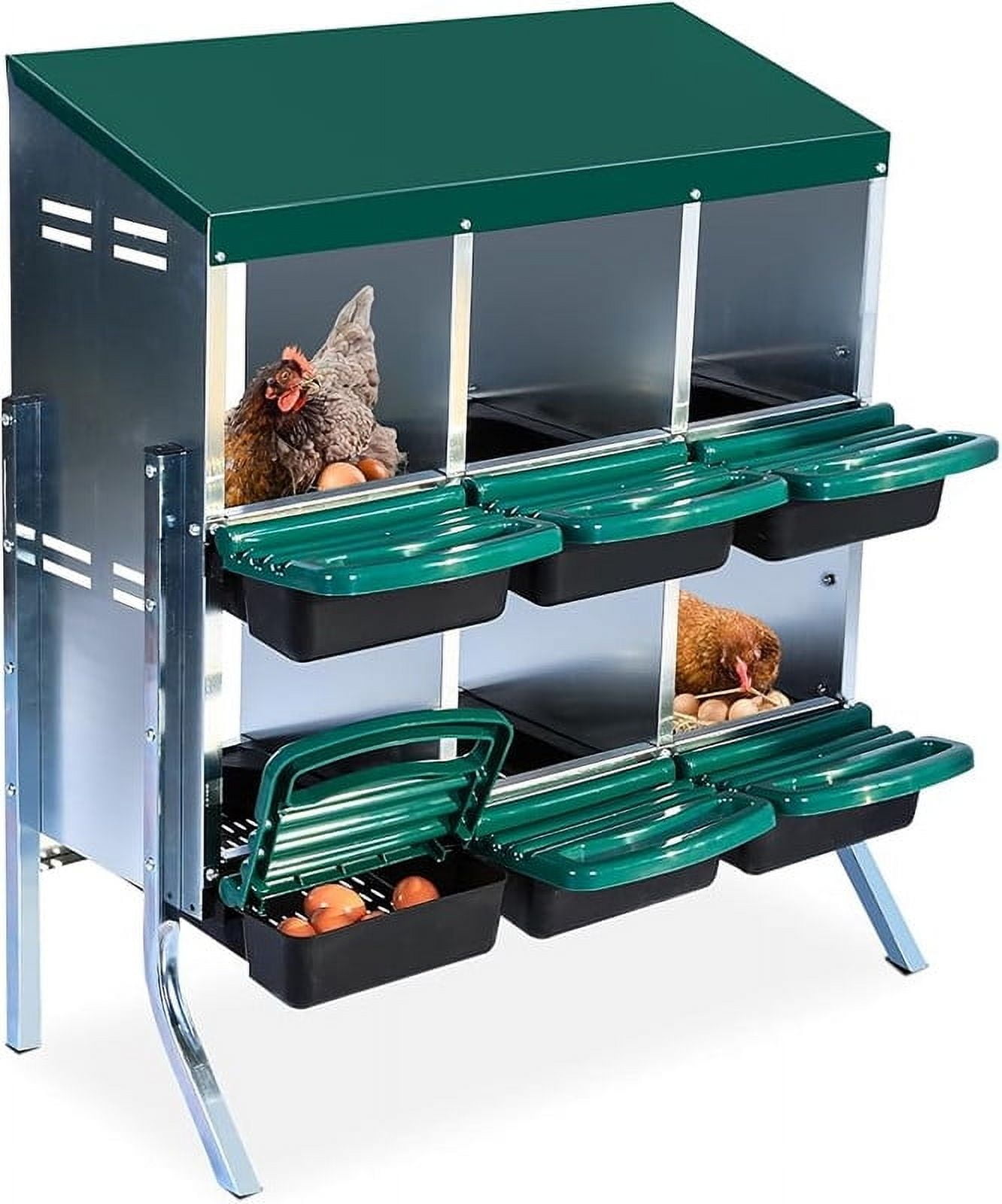 Chicken Nesting Boxes for Chickens,6 Hole Metal Roll Away Nest Box for ...