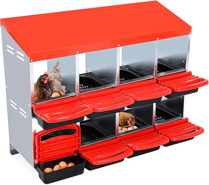 Chicken Nesting Boxes for Chickens,8 Hole Metal Roll Away Nest Box for ...