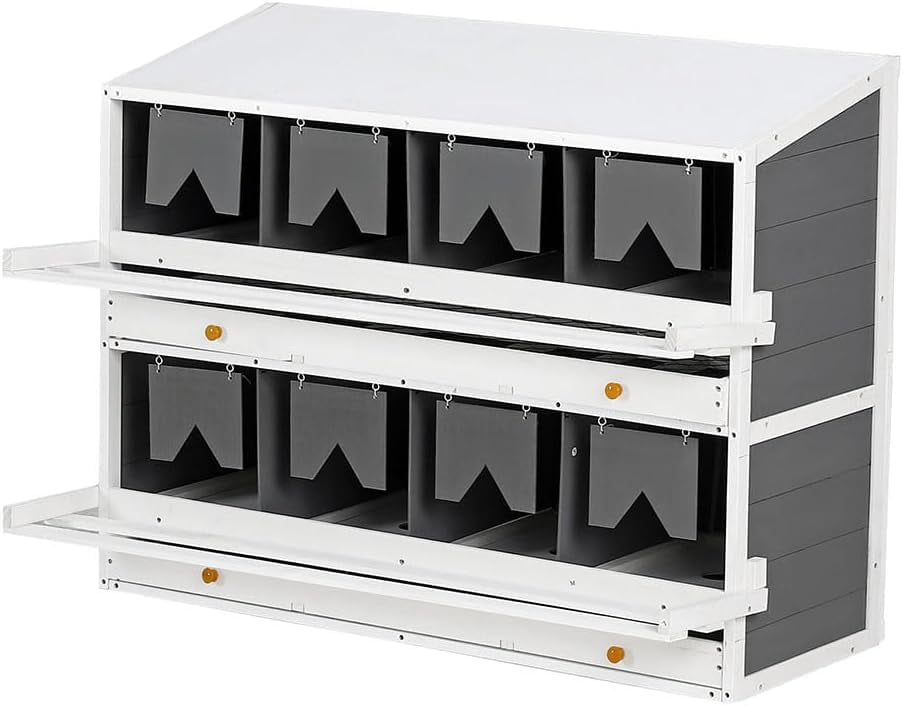 Chicken Nesting Boxes for Laying Eggs, Solid Wood 8 Compartment Poultry ...