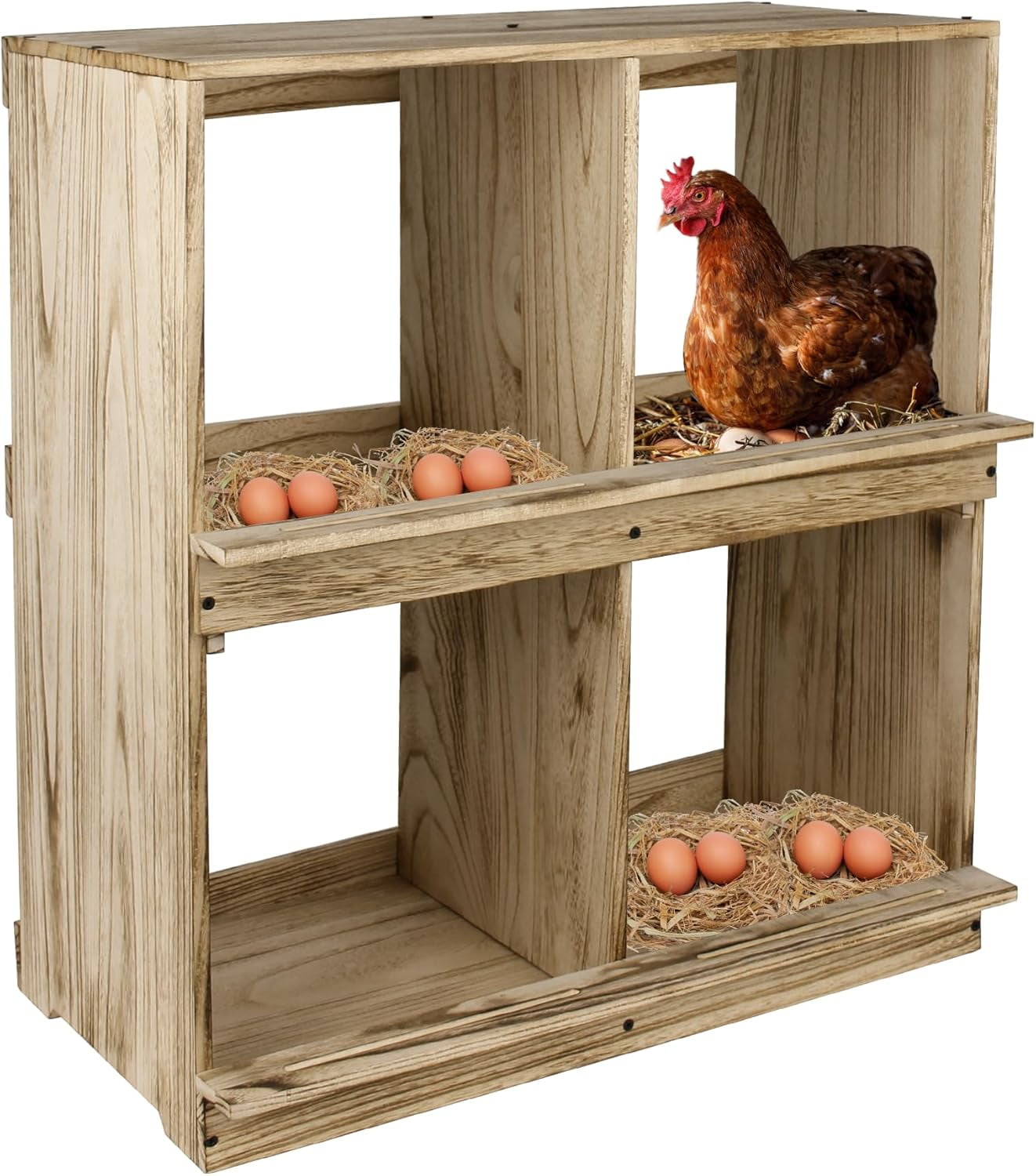 Chicken Nesting Boxes, Wooden Nesting Box for Chicken Coop, 4 ...