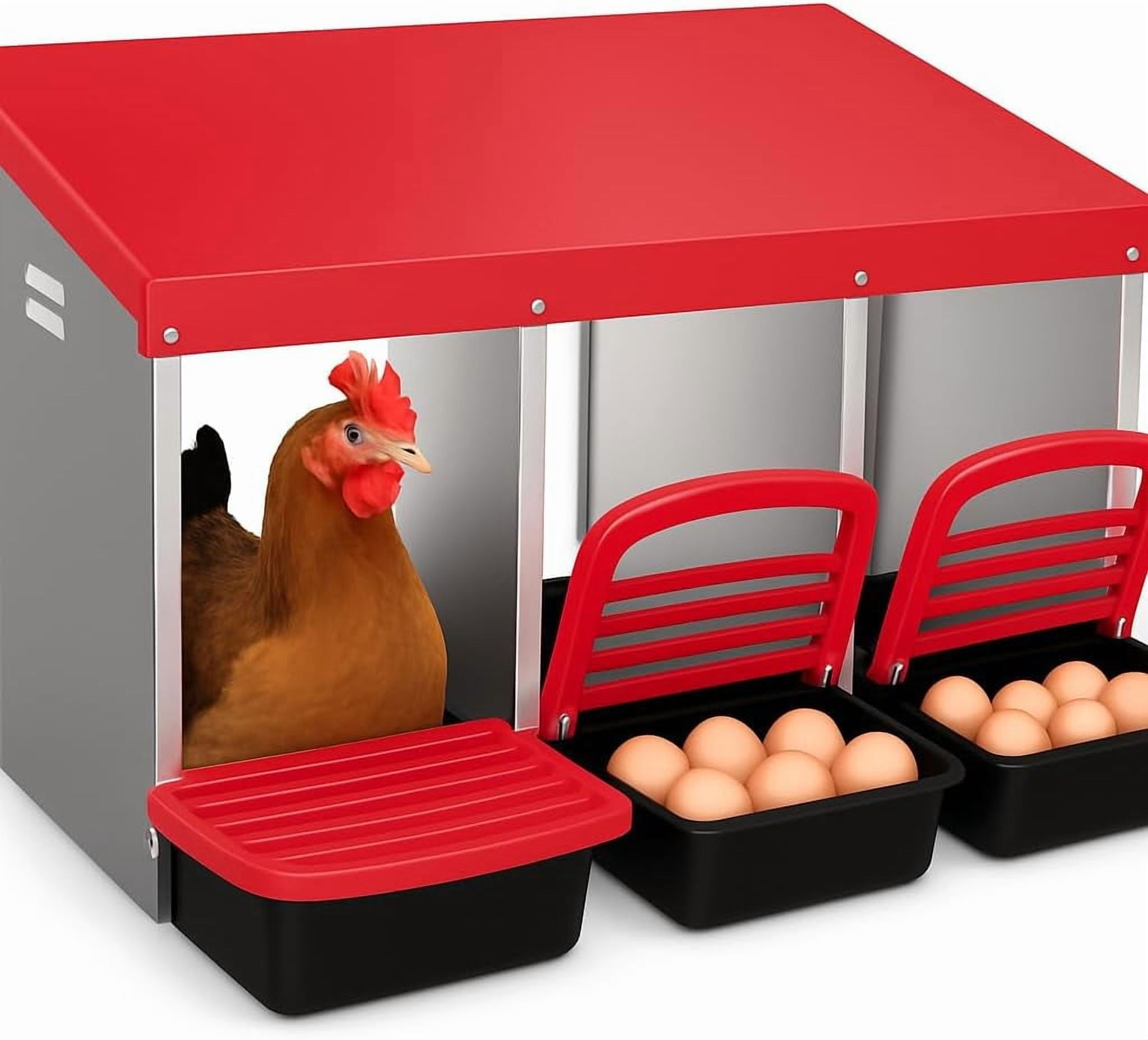 Chicken Nesting Boxes for Chickens, 3 Compartment Metal Roll Out ...
