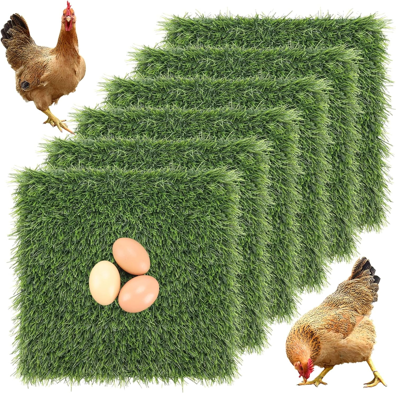 Chicken Nesting Pads Set, 6 Pack 12" x 12" Turf Squares Mat Nest Box ...