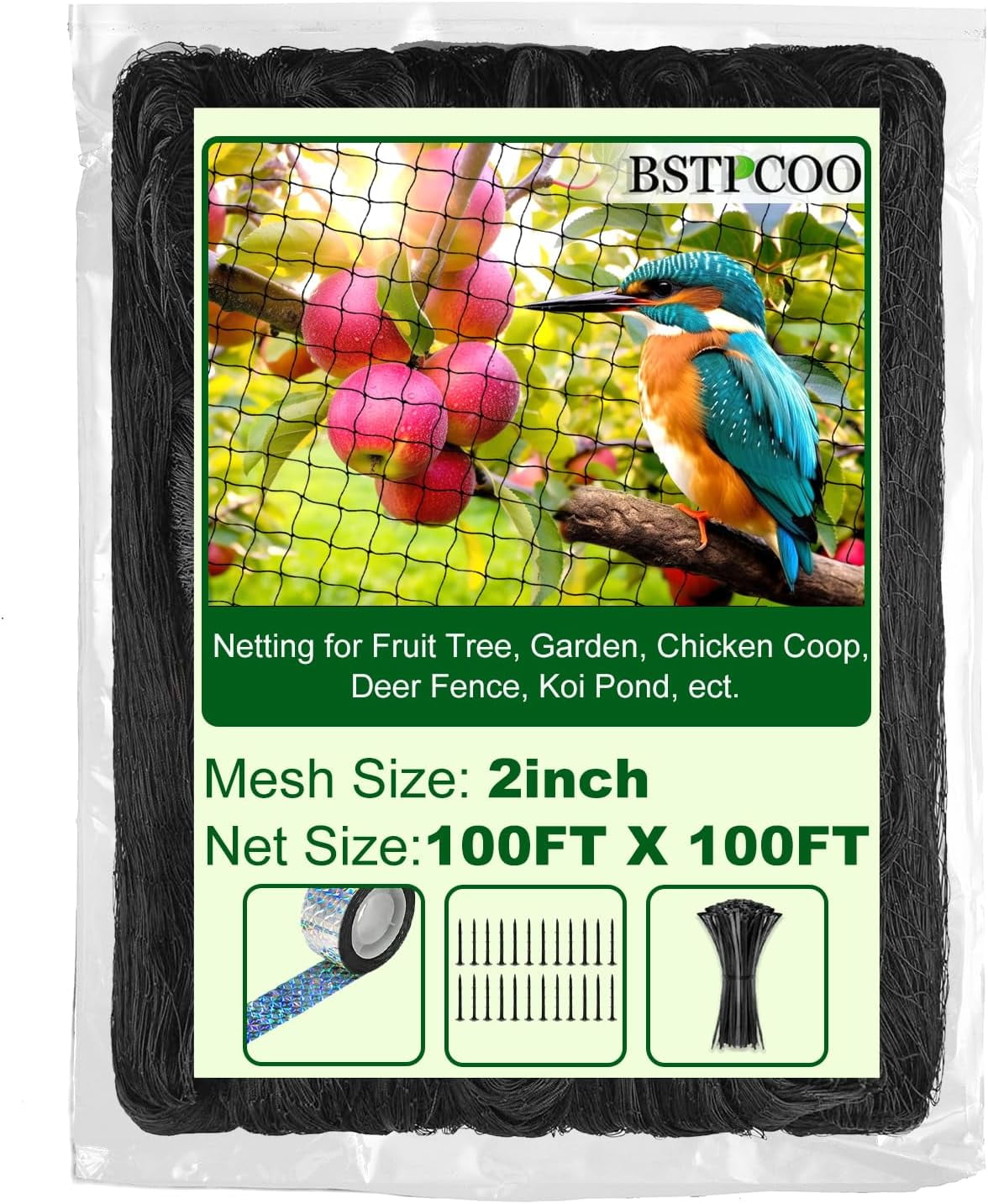 Chicken Netting Roof Hawk 100'x100' with 2" Mesh, Heavy Duty Garden ...