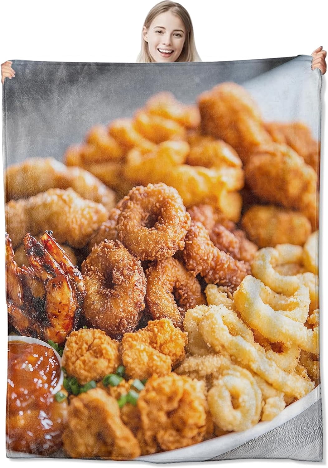 Chicken Nugget Flannel Throw Blanket 60x50 Inch, Crispy Calamari Ring ...