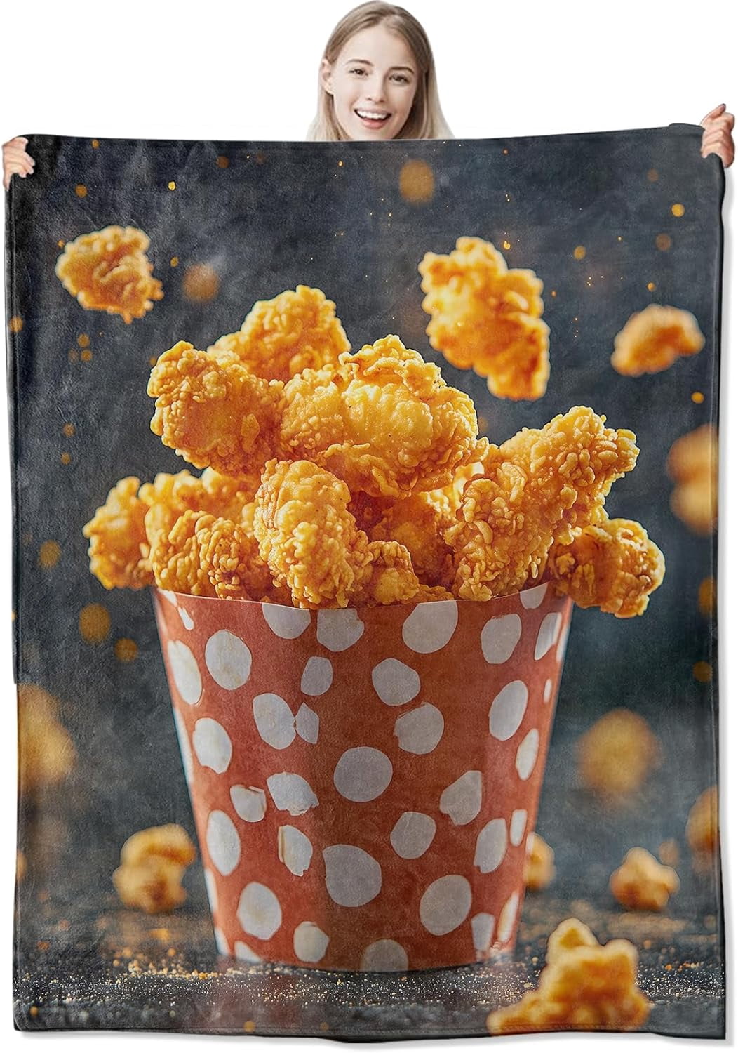 Chicken Nugget Flannel Throw Blanket 60x80 Inch, Realistic Fried Chick ...