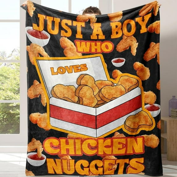 Chicken Nugget Pattern Blanket, 1 Count Just A Boy Who Loves Chicken ...