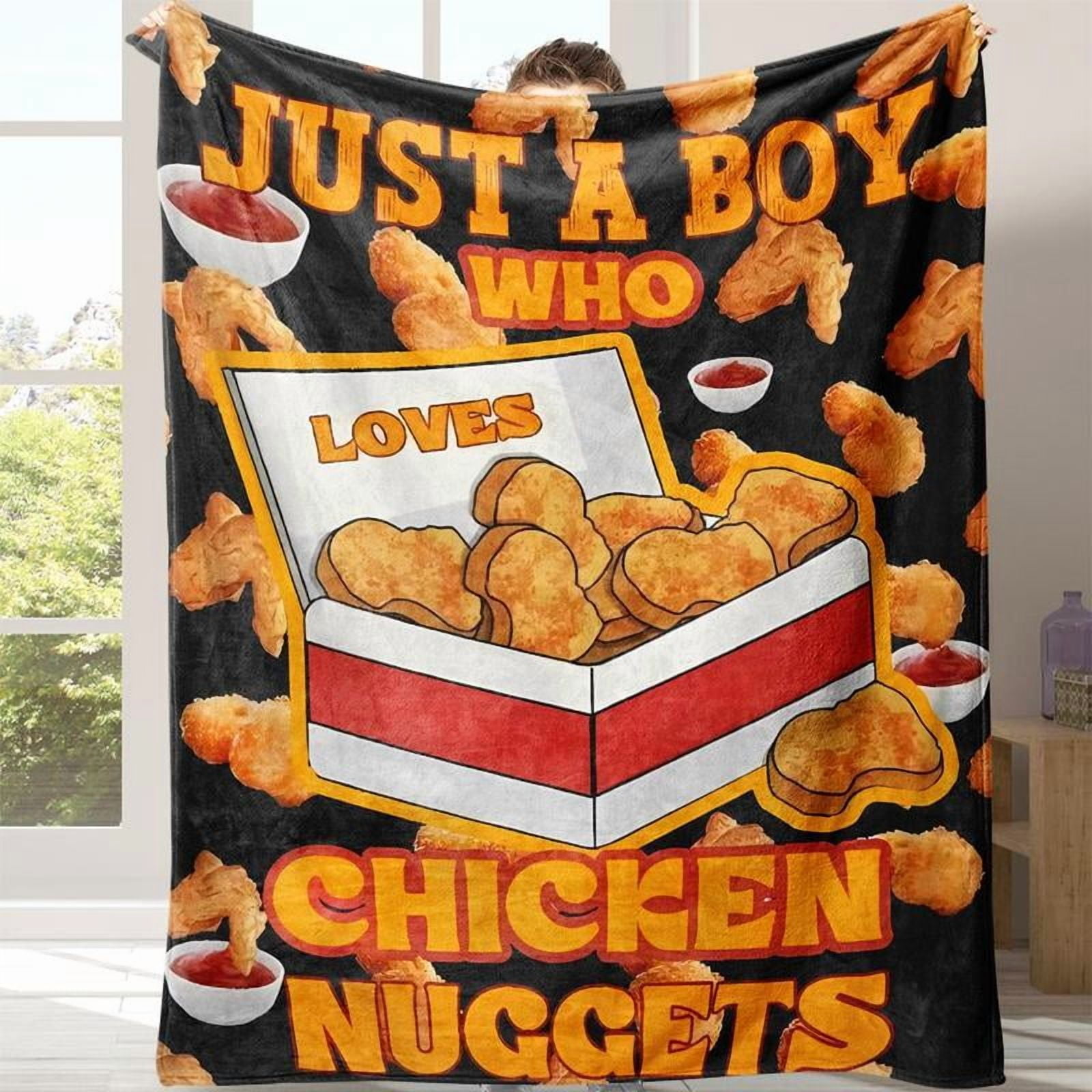 Chicken Nugget Pattern Blanket, 1 Count Just A Boy Who Loves Chicken ...