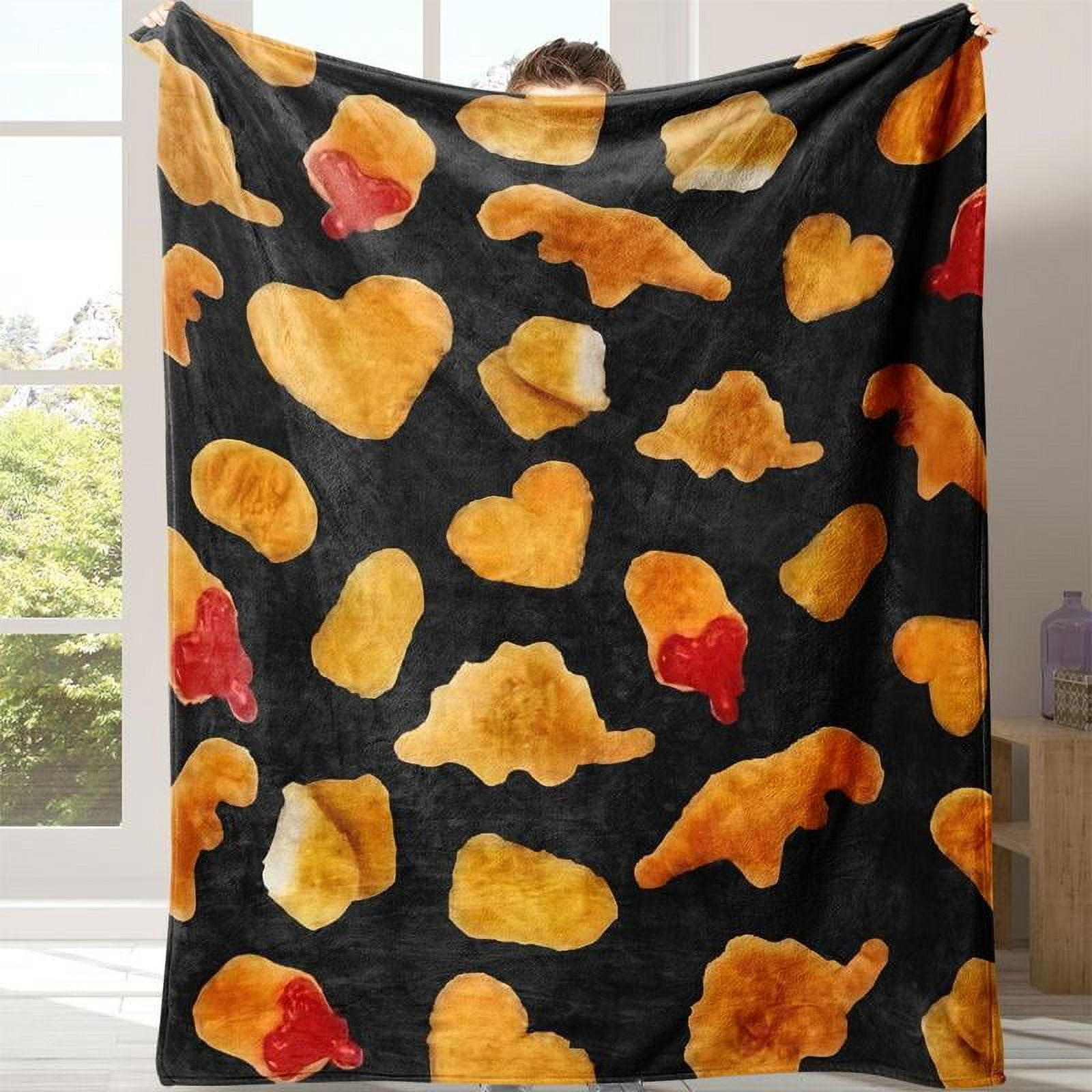 Chicken Nugget Pattern Cozy Blanket, 1 Count Soft Comfortable Warm ...