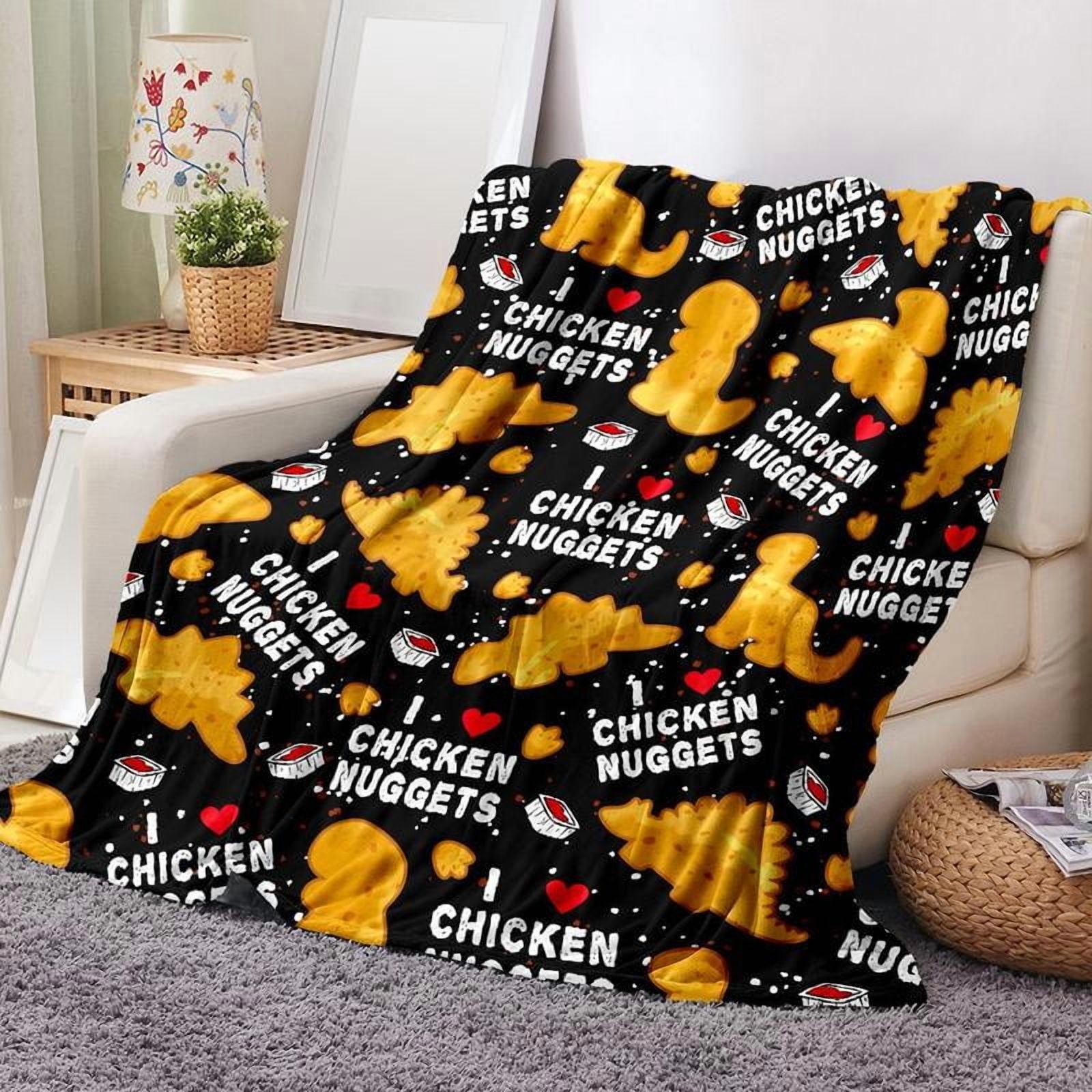 Chicken Nugget Pattern Flannel Blanket, 1 Count Soft Comfortable Throw ...