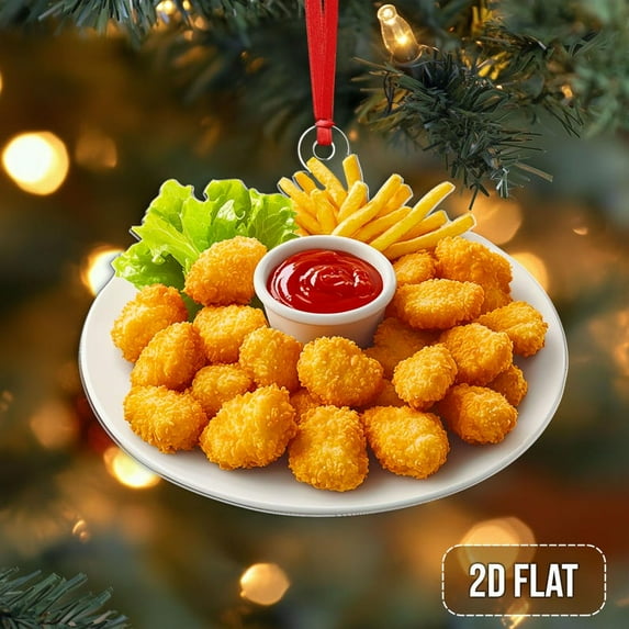 Chicken Nuggets Acrylic Ornament, 2D Flat Fast Food Ornament with Fries ...