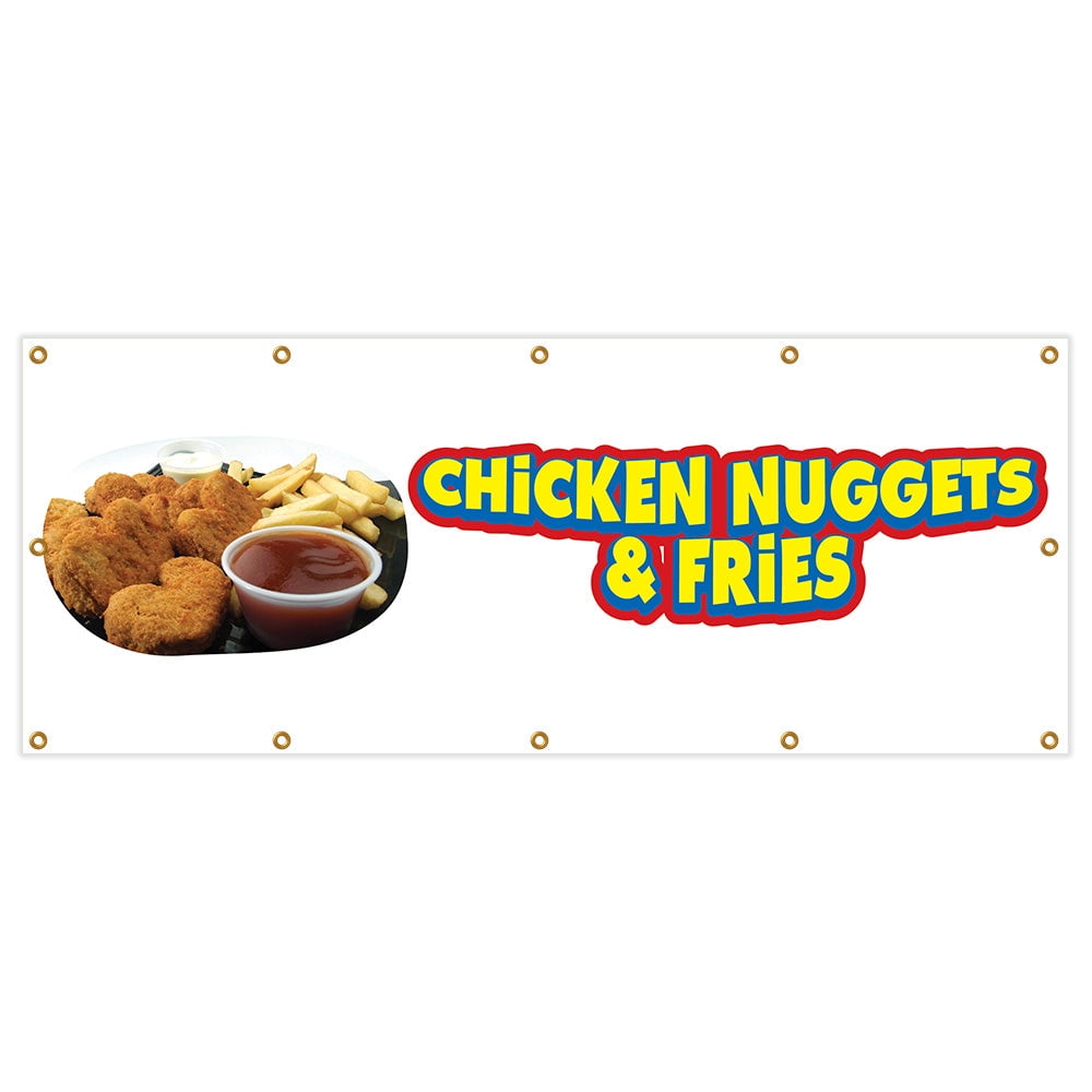 Chicken Nuggets & Fries Banner 48" X 120" Heavy Duty 13 Oz Vinyl ...