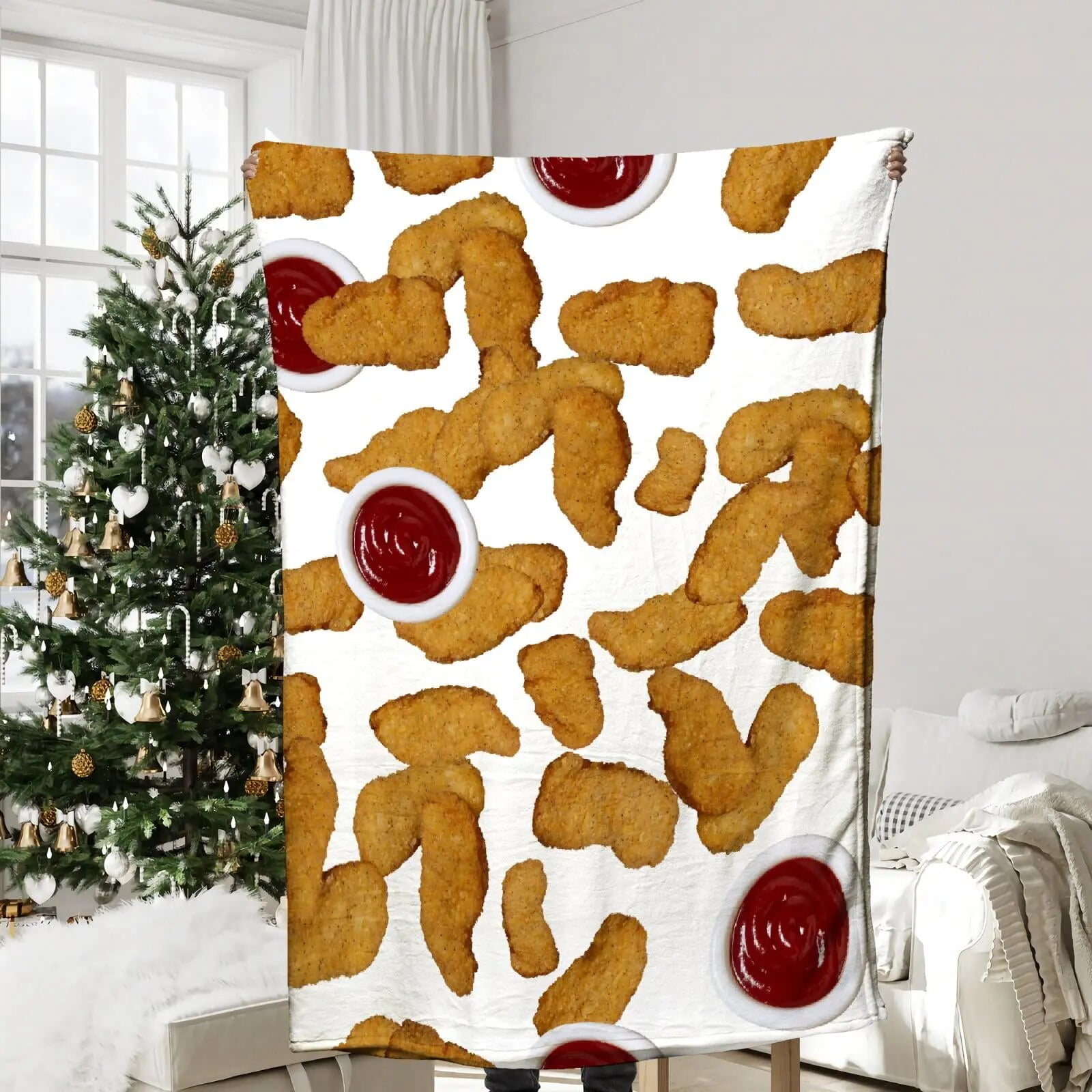 Chicken Nuggets Throw Blanket Delicious Meat Soft Flannel Blankets ...