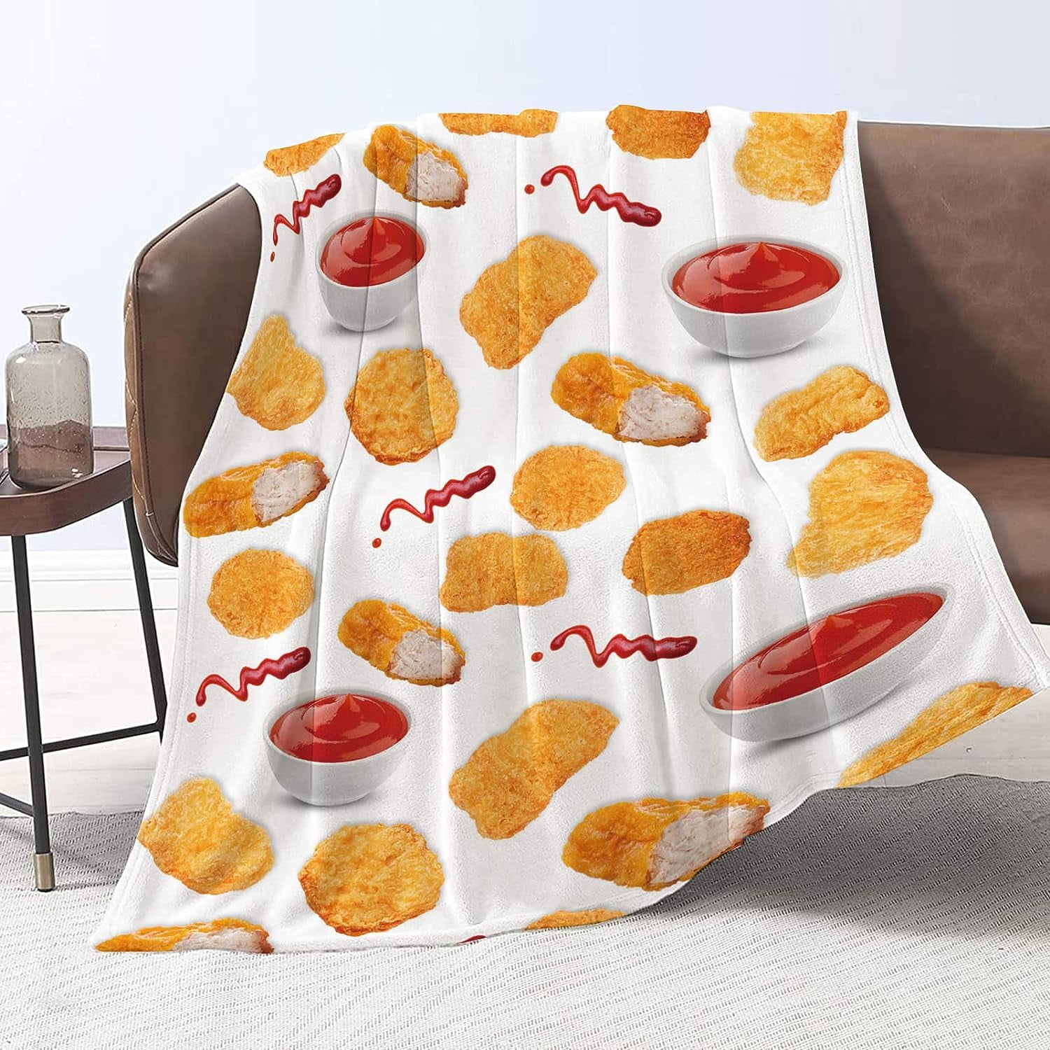 Chicken Nuggets Throw Blanket for Kids Men Women Lightweight Cozy Plush ...