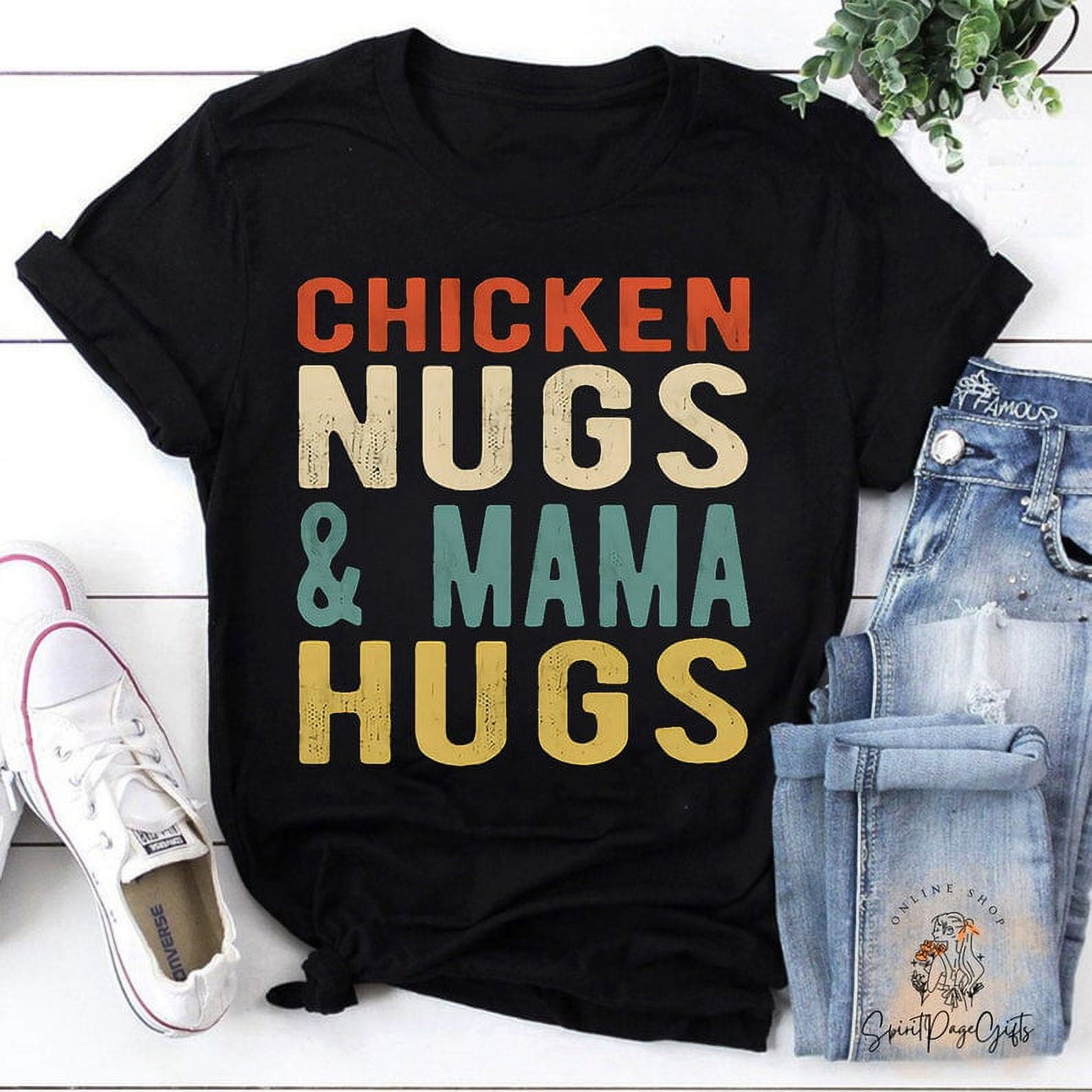 Chicken Nugs and Mama Hugs for Nugget Lover Funny Vintage T-Shirt ...