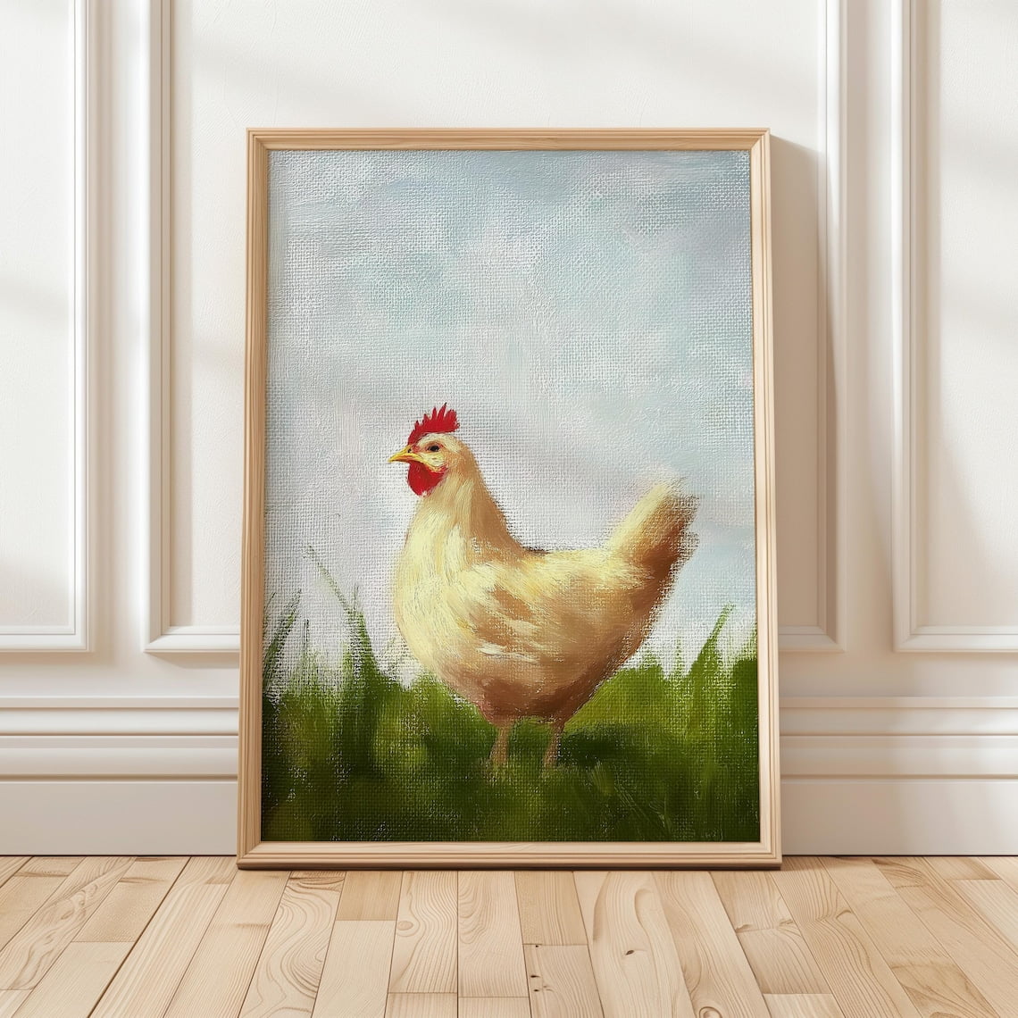 Chicken Oil Painting Art Print, Still Life Farmhouse Print, Farm Animal ...