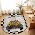 Chicken Old-fashioned Trucks on Vintage Round Rug 3ft Farm Buffalo ...