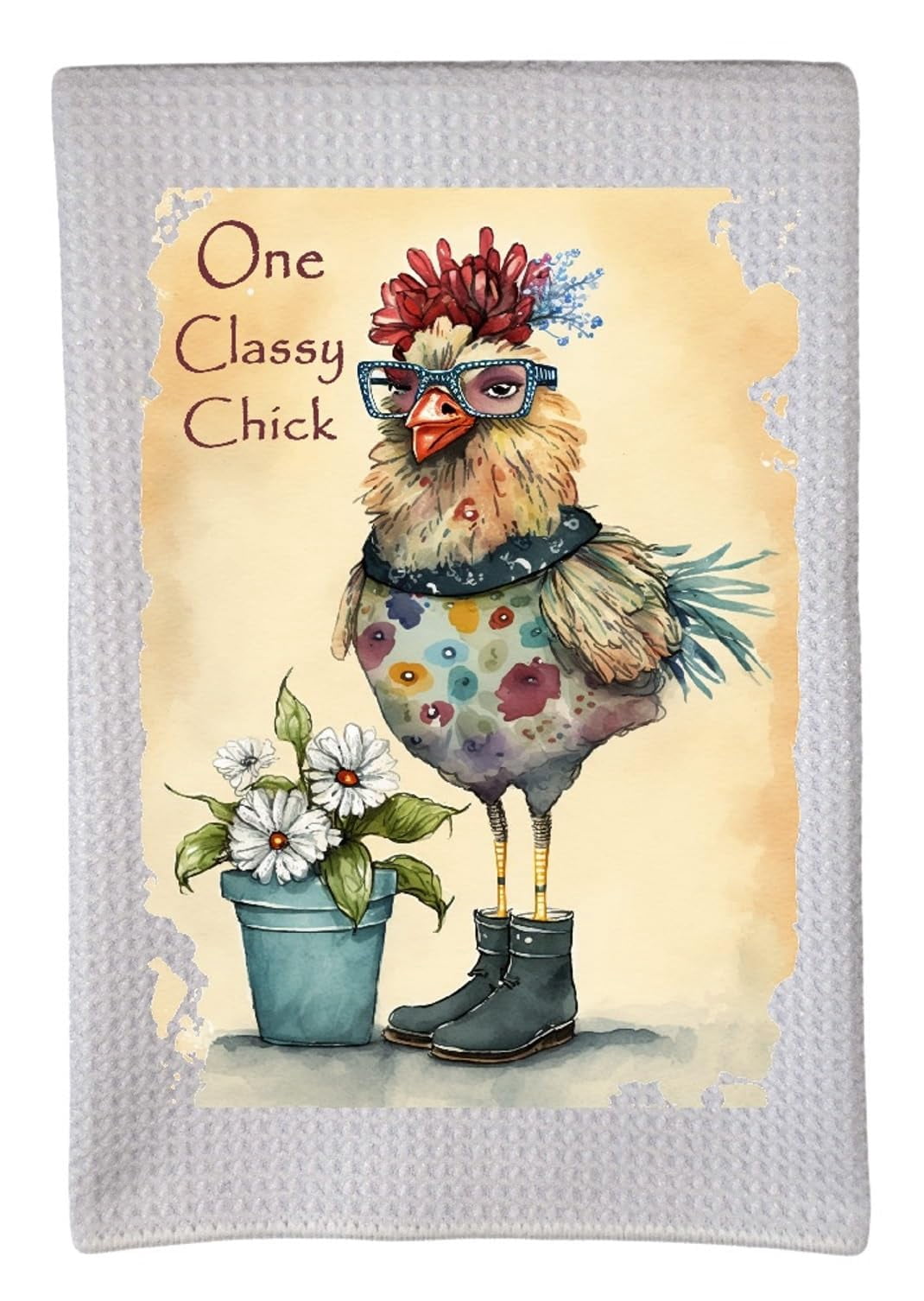 Chicken One Classy Chick Flowers Farm Animal 16"x24" Sublimation White ...
