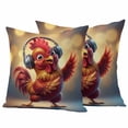 Chicken Outdoor Pillow Covers Set of 2 Abstract Headphone Chicken Shiny ...