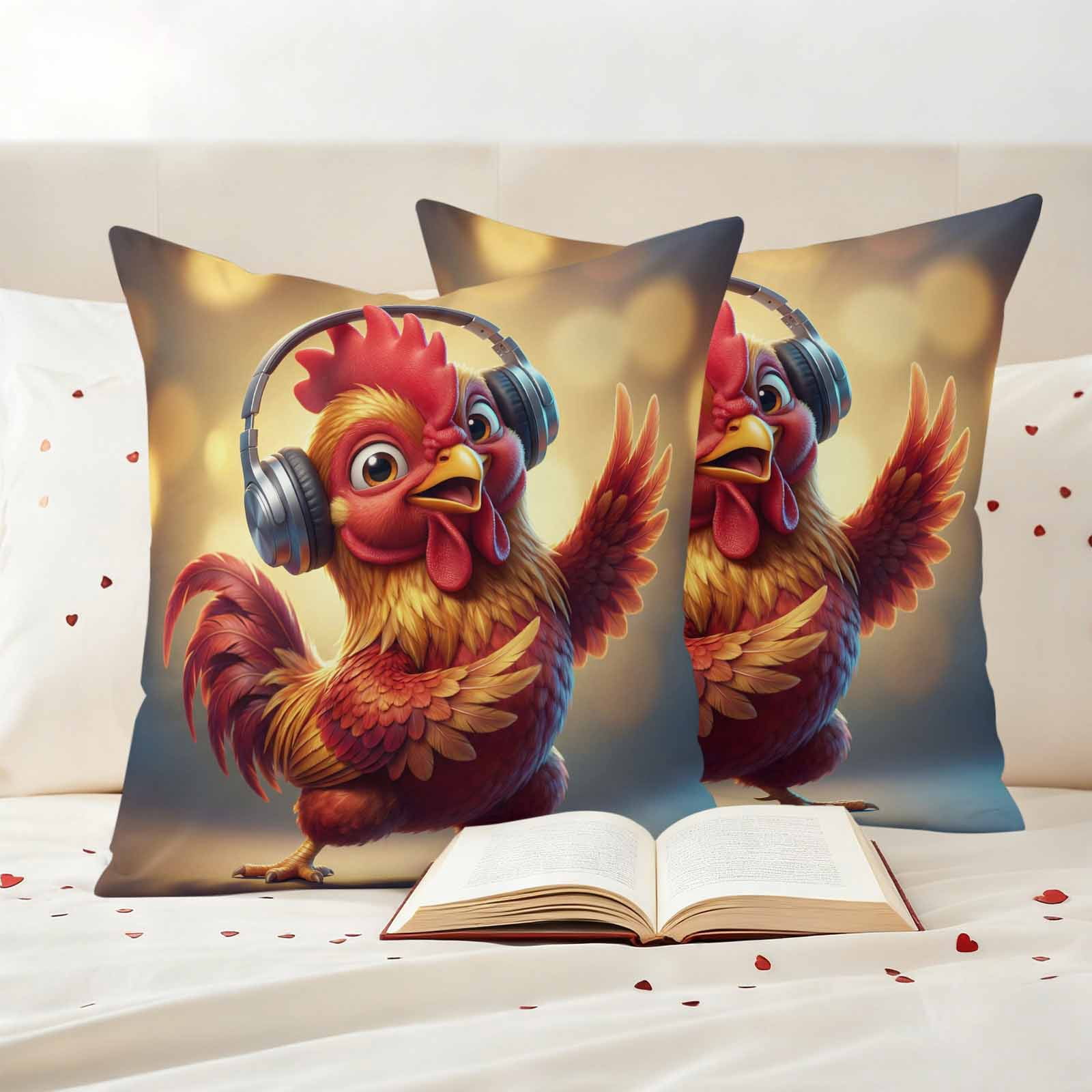 Chicken Outdoor Throw Pillow Covers Set of 2, Abstract Headphone ...