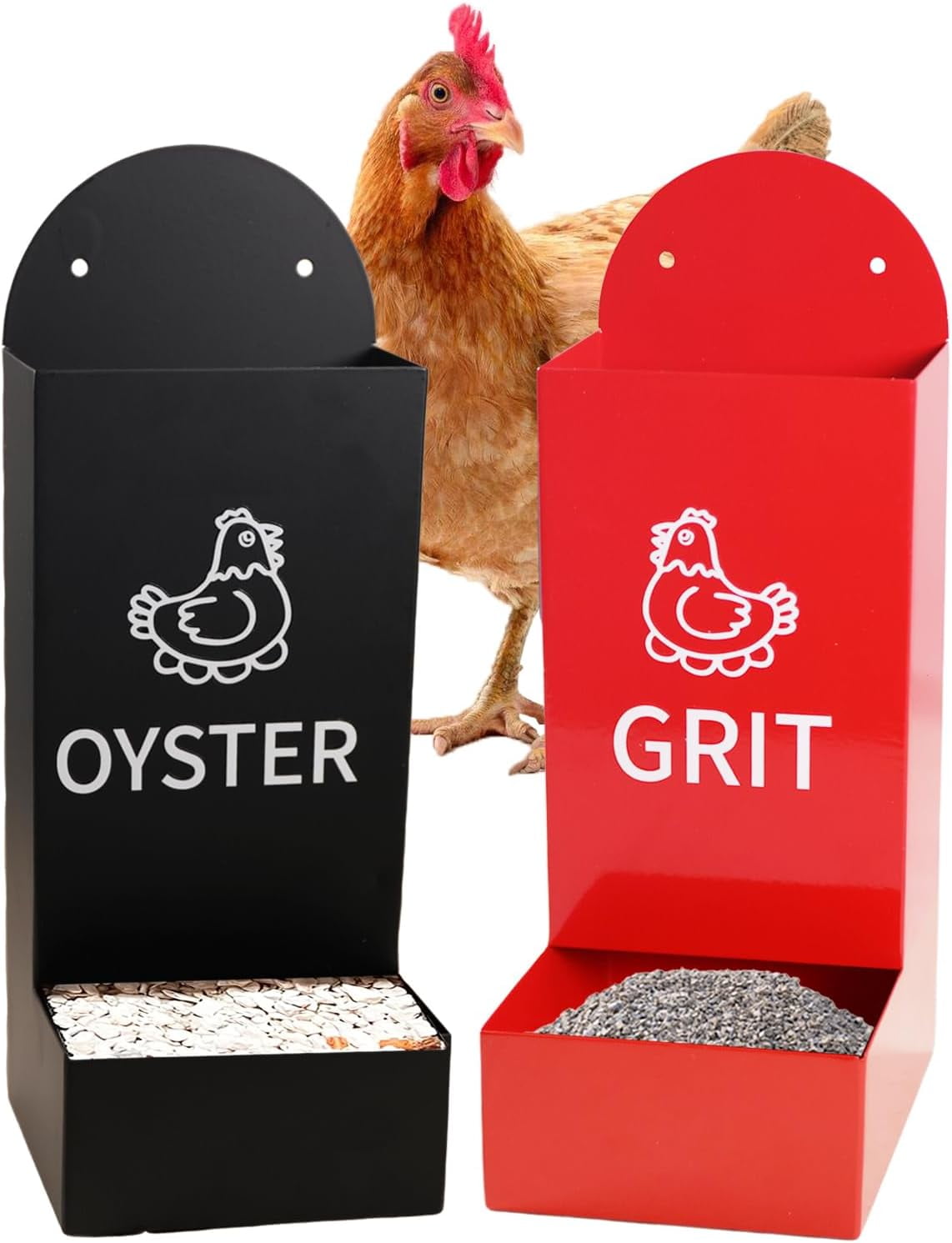 Chicken Oyster Shell Feeder and Grit Feeder Metal Chicken Feeder ...