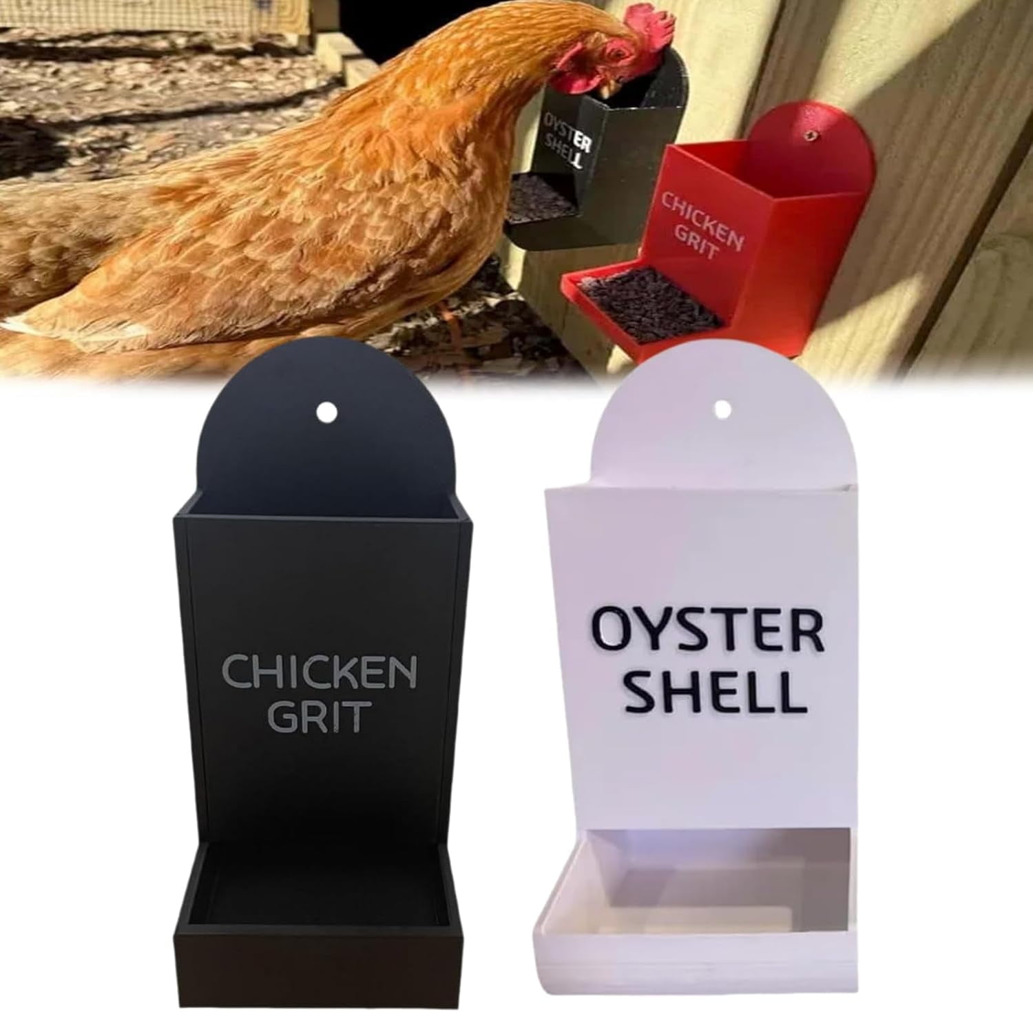 Chicken Oyster Shell and Grit Feeder, Hanging Chicken Feeder Trough ...