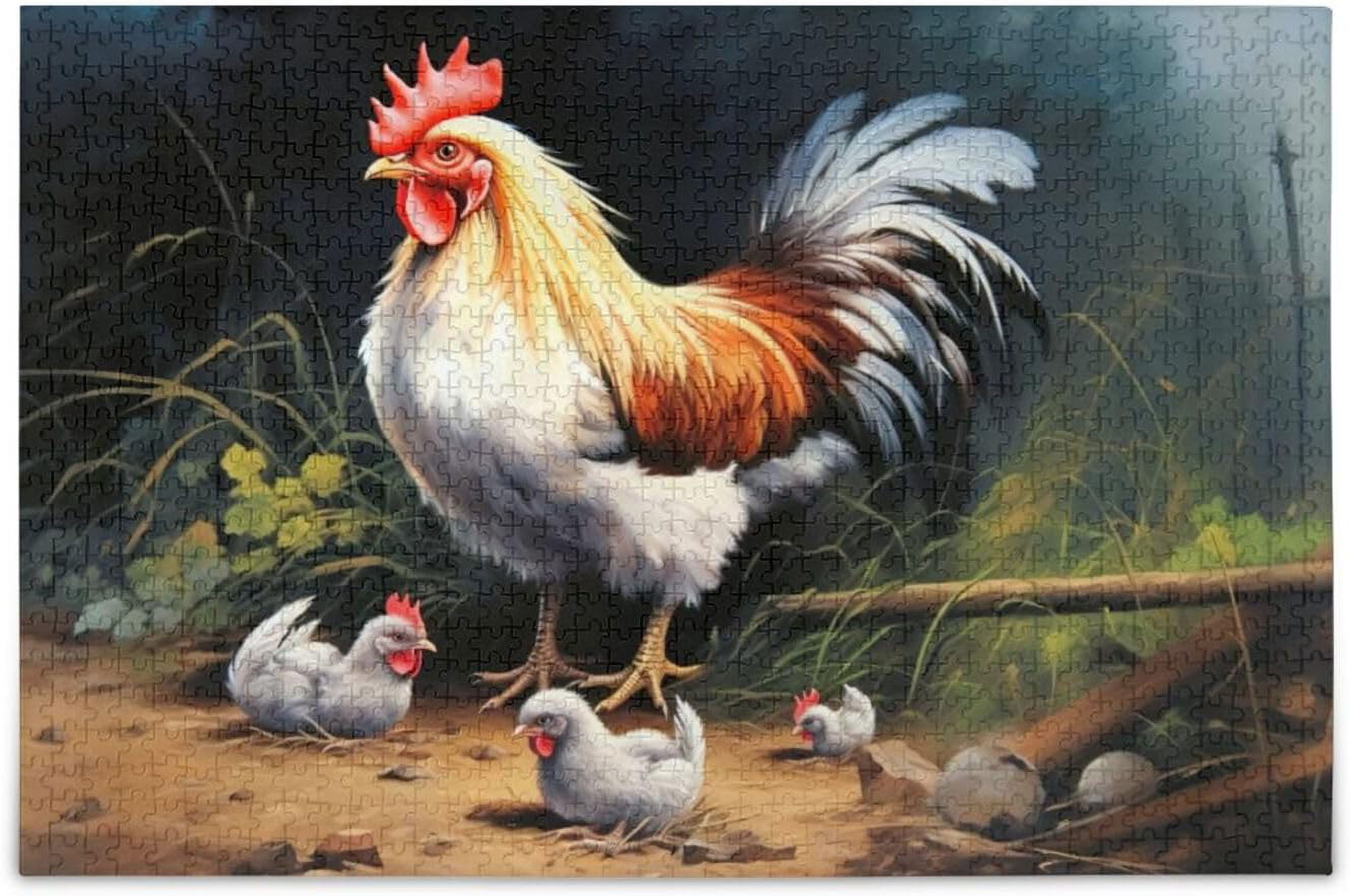 Chicken Painting Puzzle 1000 Pieces - Wooden Jigsaw Puzzles for Family ...