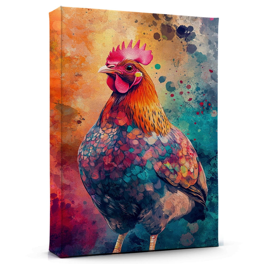 Chicken Partridge Cochin Hen Canvas Wall Art Decor, Colorful Chicken ...