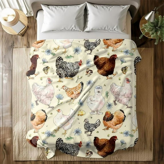 Chicken Pattern Blanket, Soft Warm Throw Blanket, Air-conditioned Room ...