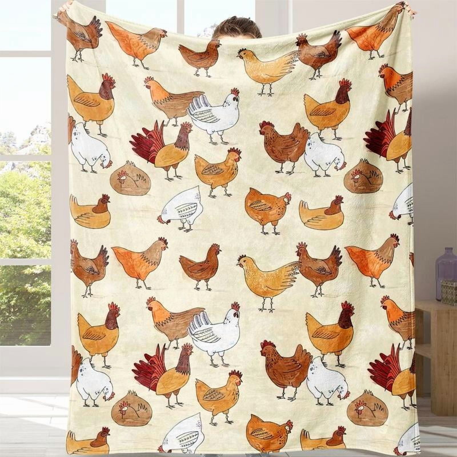 Chicken Pattern Blanket, Soft Warm Throw Blanket, Air-conditioned Room ...