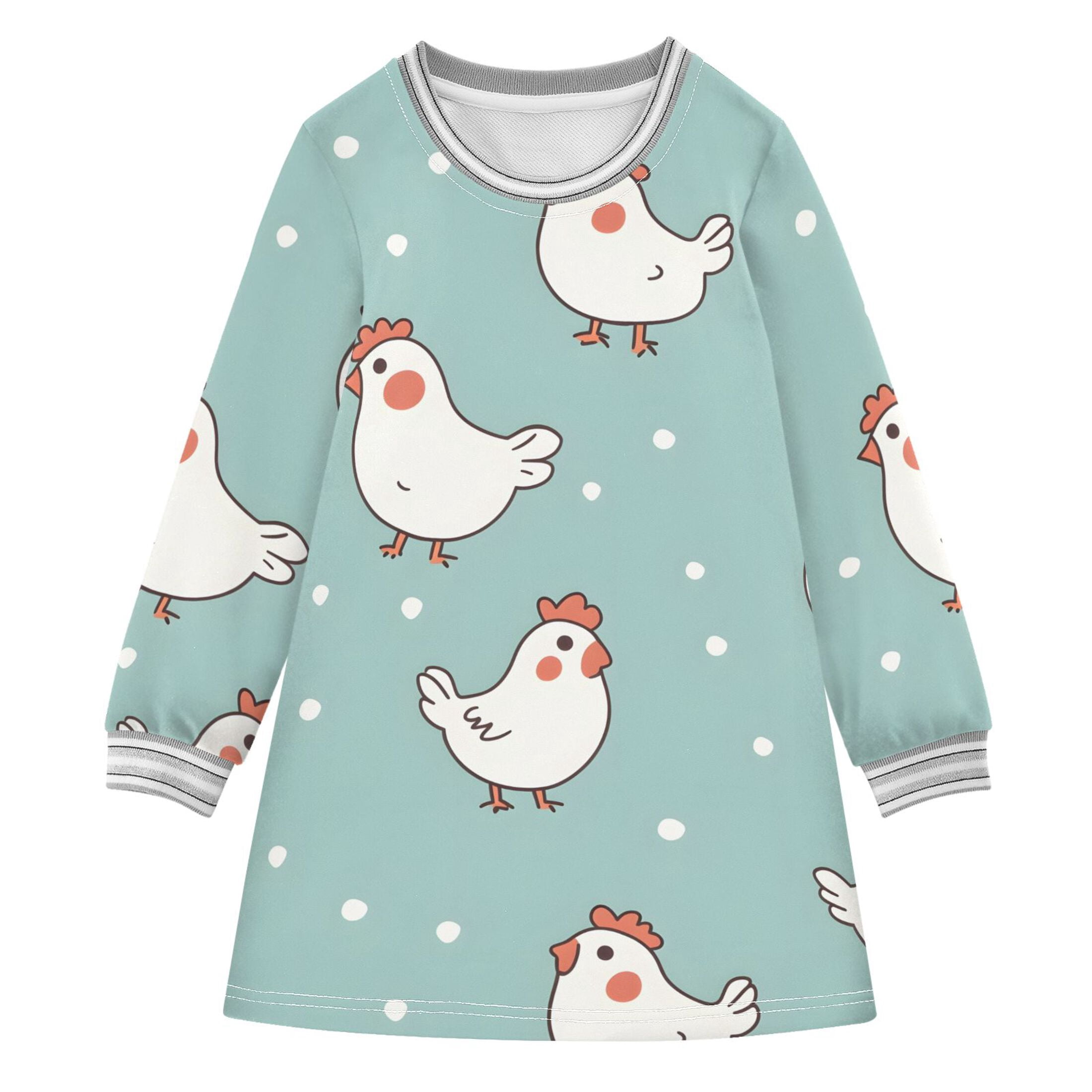 Chicken Pattern Girls'long-sleeved dress Thickened A-dress Warm Dress ...