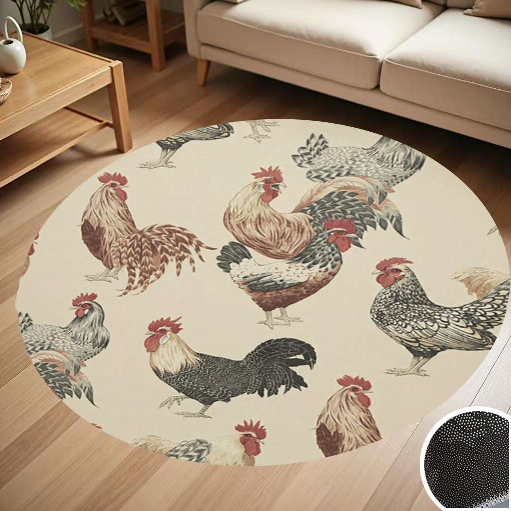 Chicken Pattern Round Carpet Living Room Bedroom Home Decoration Coffee ...