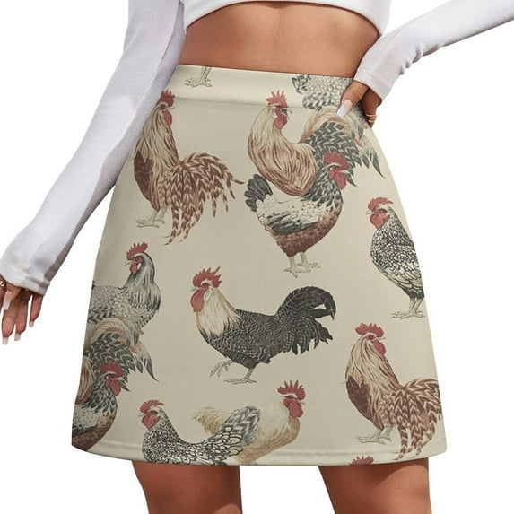 Chicken Pattern Women's High Waist Skirt Stretchy Casual Mini Skirt ...