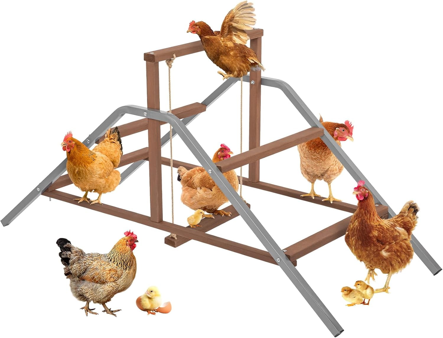 Chicken Perch Ladder-Solid Wood and Rustproof Iron Design, Chicken ...