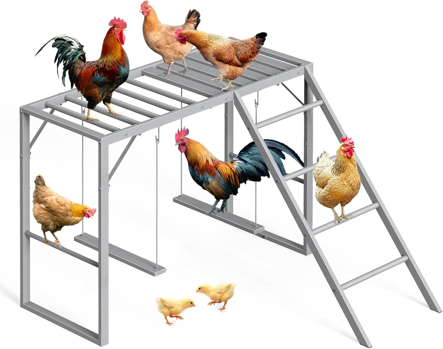 Chicken Perch with Swing Set, Roosting Bars for Chickens in Coop for ...