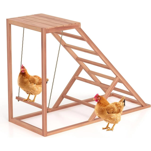 Chicken Perch w/Ladder Swing & Ramp for Coop, Chicken Roosting Bars for ...