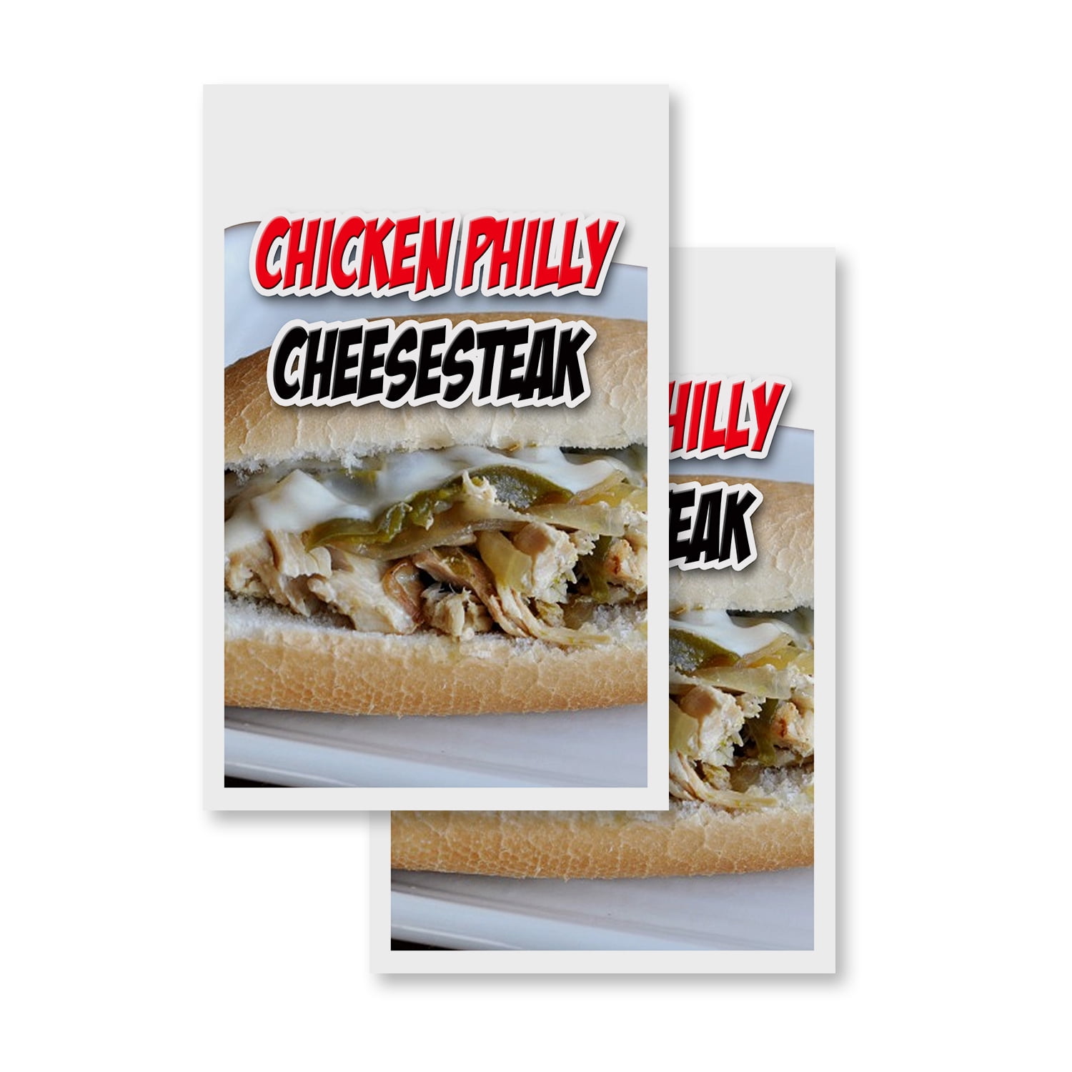 Chicken Philly Cheesesteak (2-PACK) 24" x 36" Vinyl Decals | Sign ...