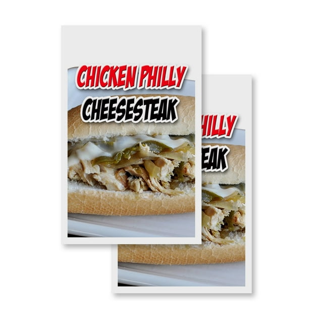 Chicken Philly Cheesesteak (2-PACK) 24" x 36" Vinyl Decals | Sign ...